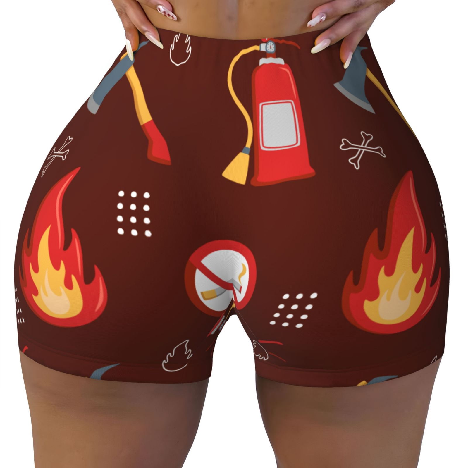 Yiaed Fire Extinguisher Print Women's Athletic Shorts Running Shorts ...