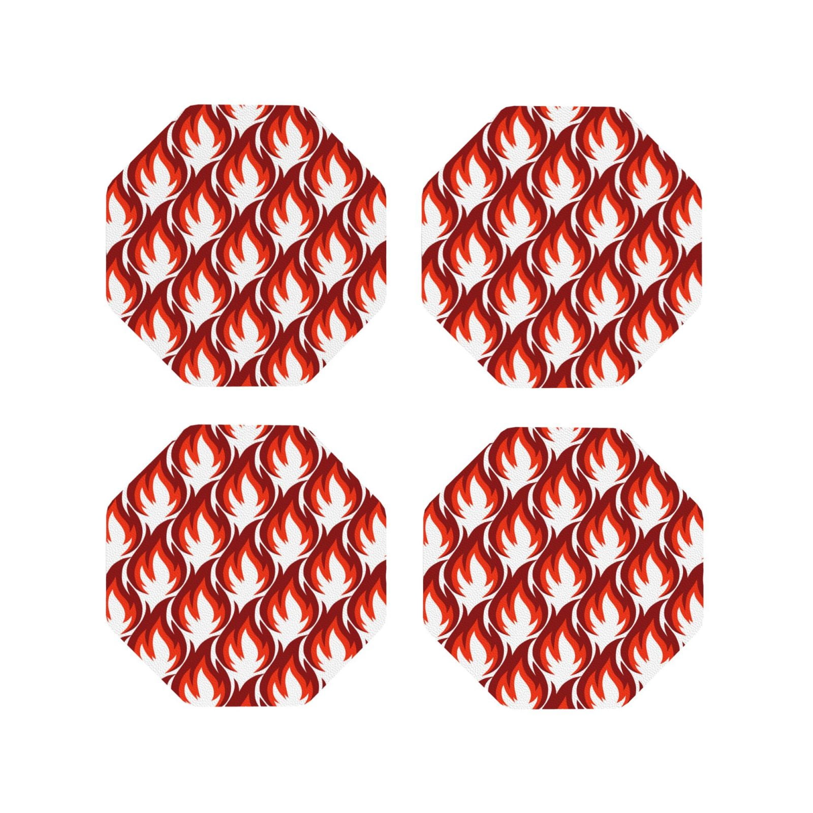 Yiaed Fire Symbols Print Leather Coasters for Drinks - Cup Coasters ...