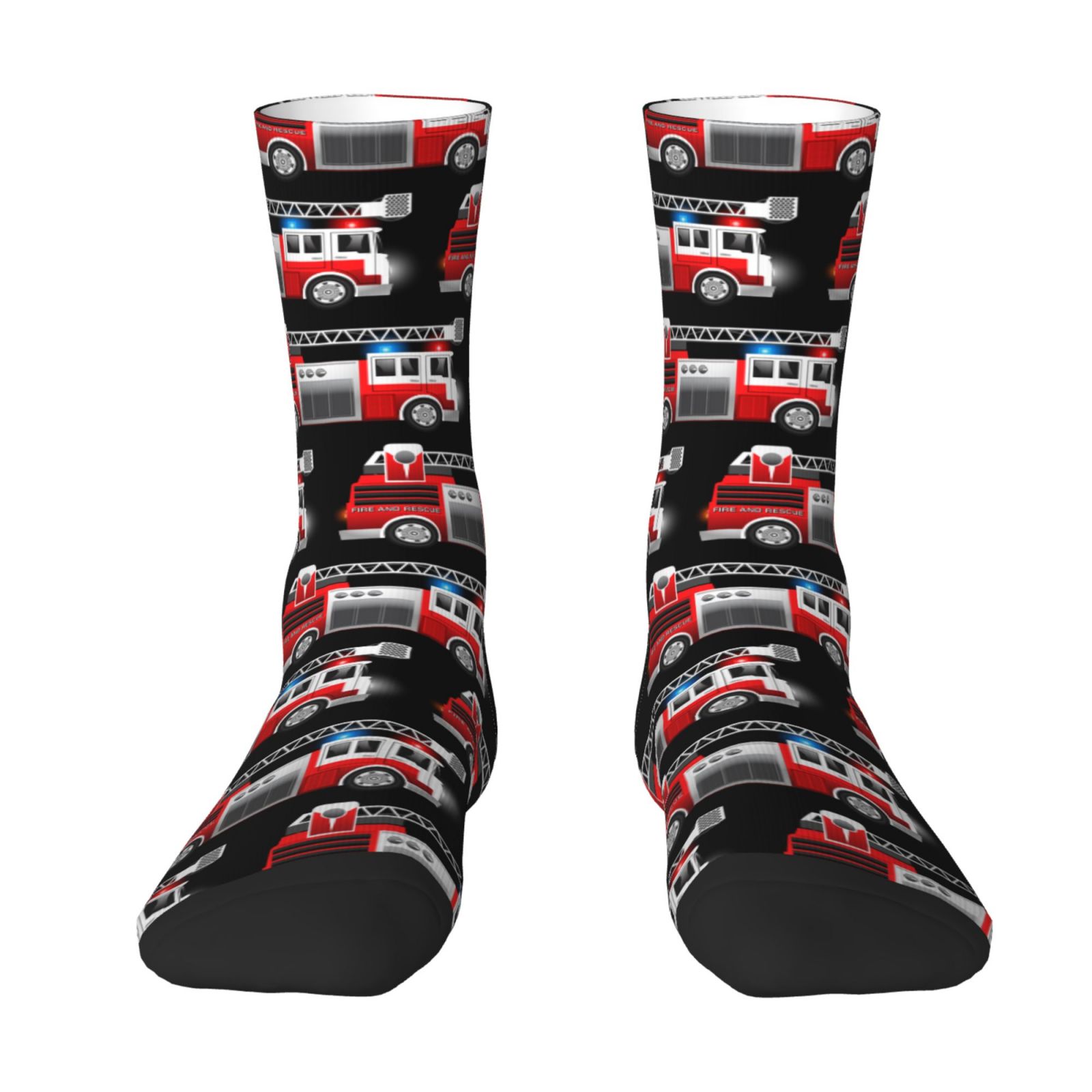 Yiaed Fire and Rescue Truck Print Great elasticity Crew Socks Sports ...