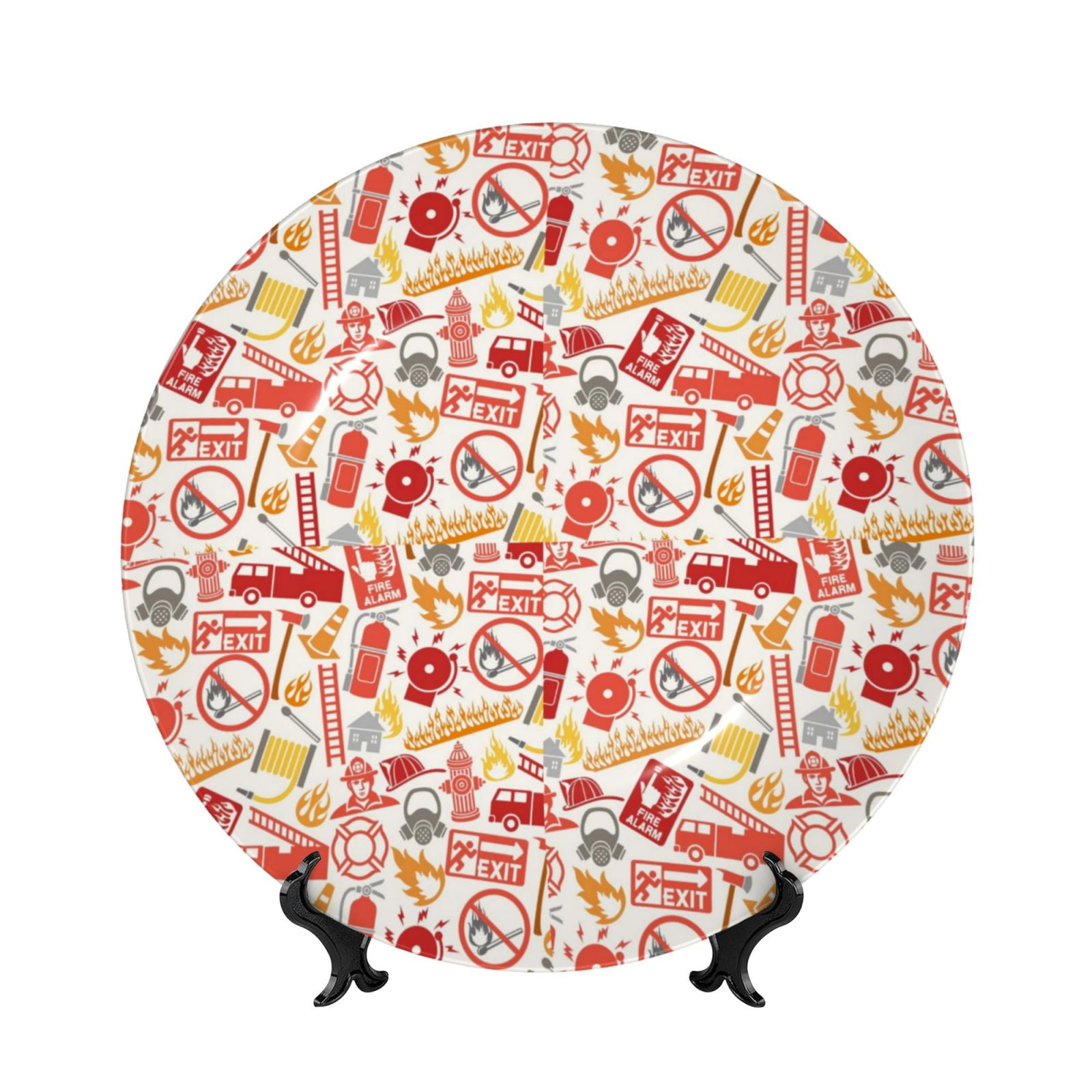 Yiaed Firefighter Icons Print Bone China Decorative Plate Ceramic ...