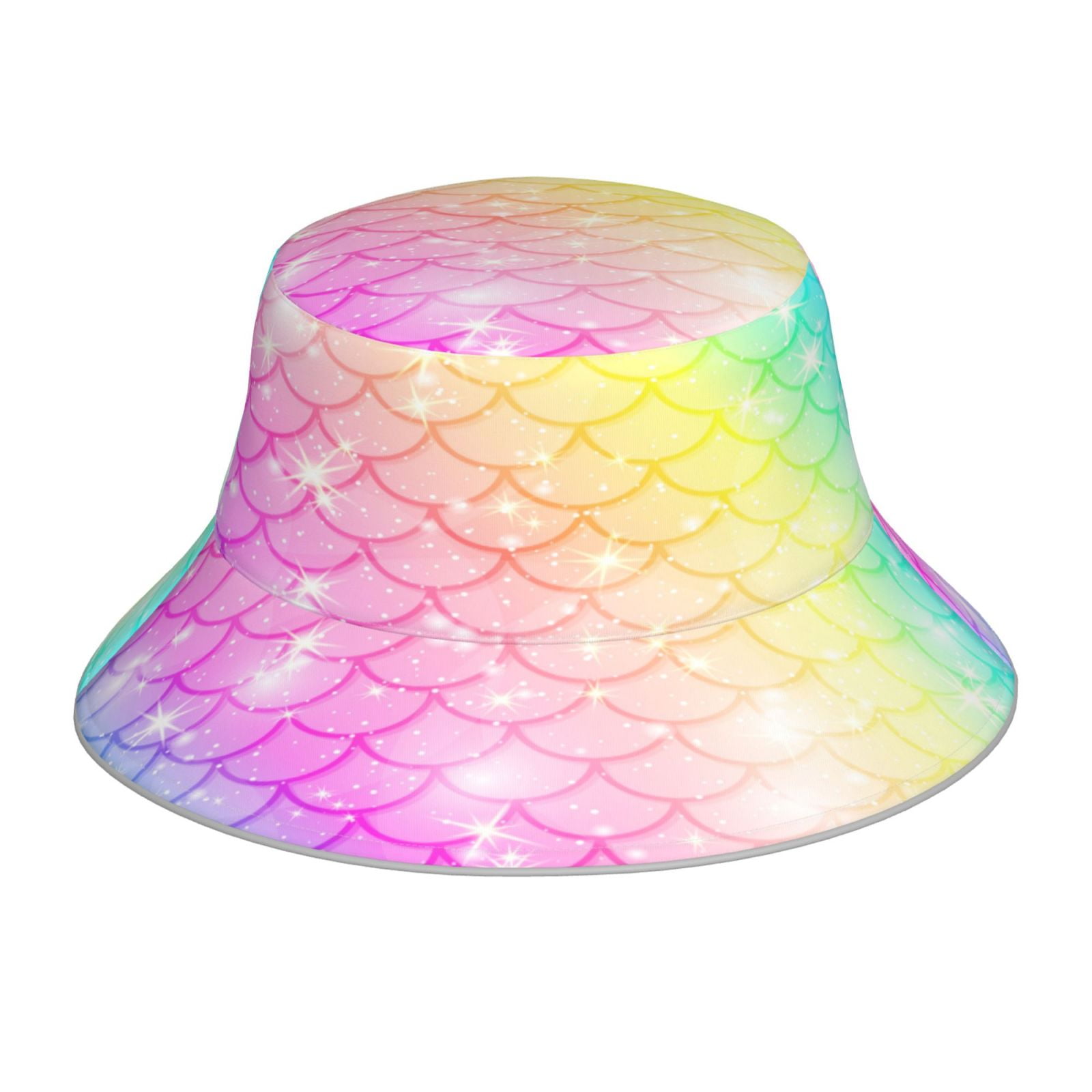 Yiaed Fish Scale Print Reflective Stripe Bucket Hat Unisex Funny ...