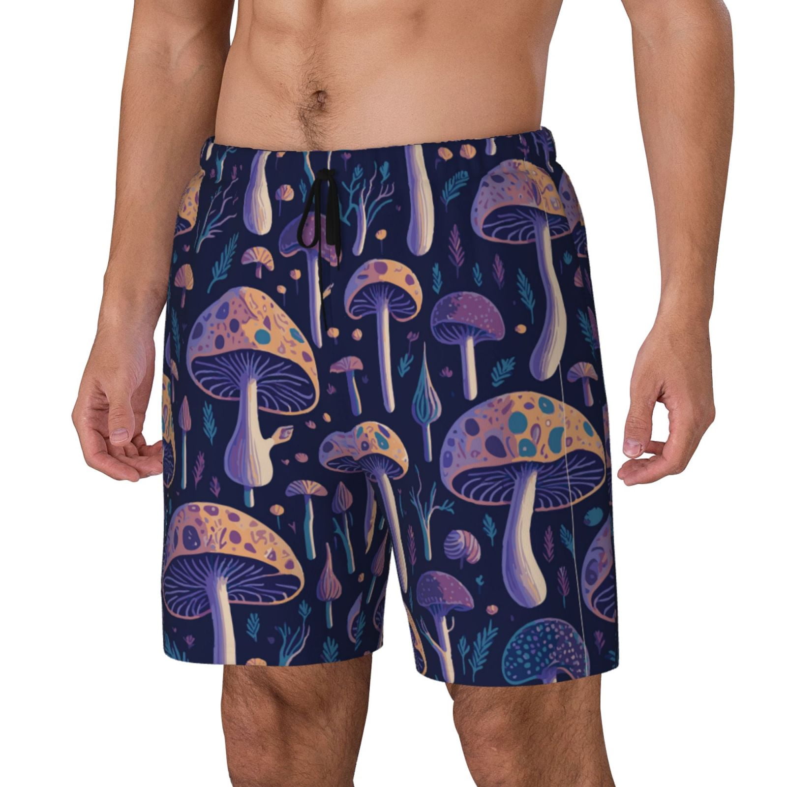 Yiaed Floral Hippie Mushrooms Print Mens Swim Trunks Bathing Suit ...