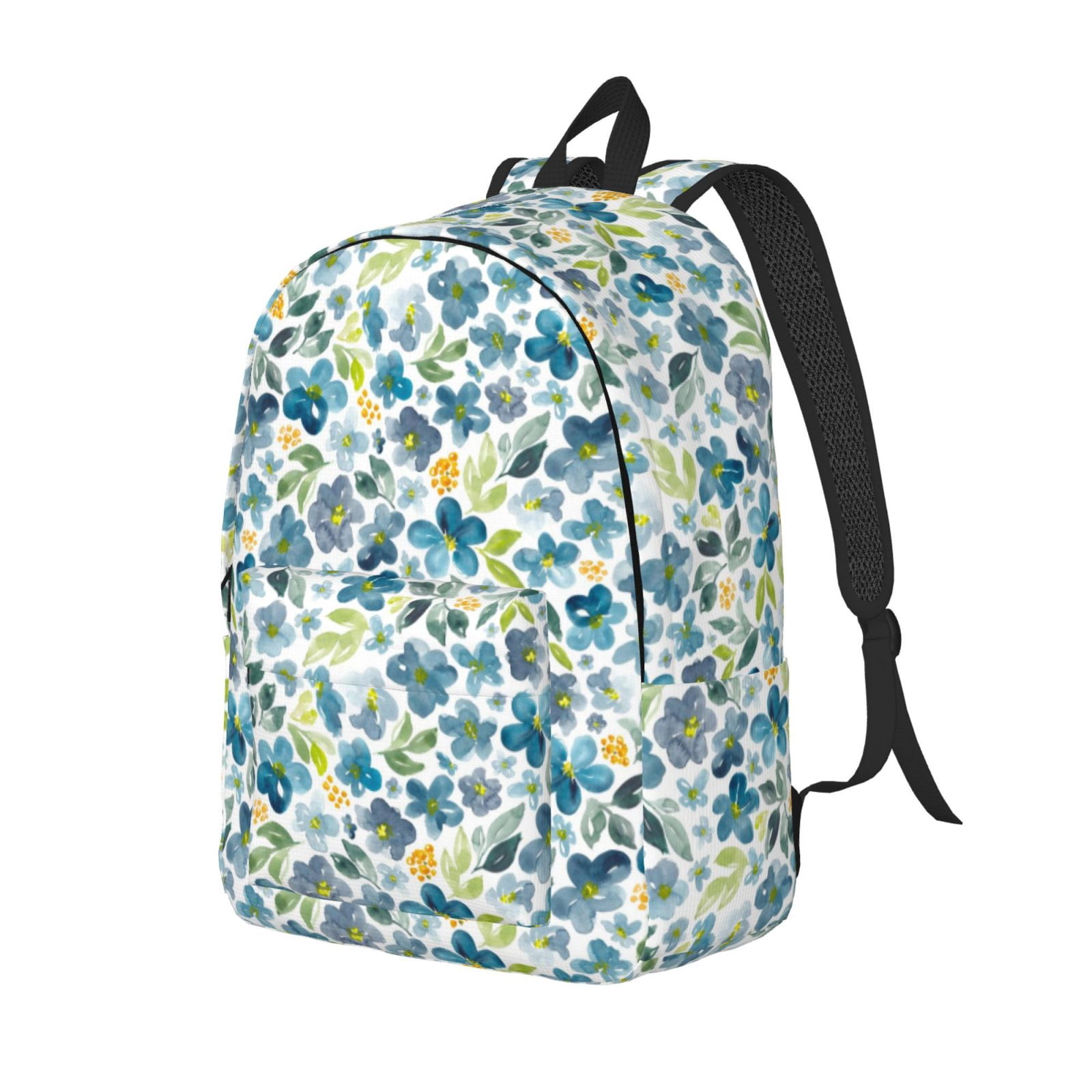 Yiaed Floral In Blue Print Laptop Backpack Travel Canvas Backpack ...
