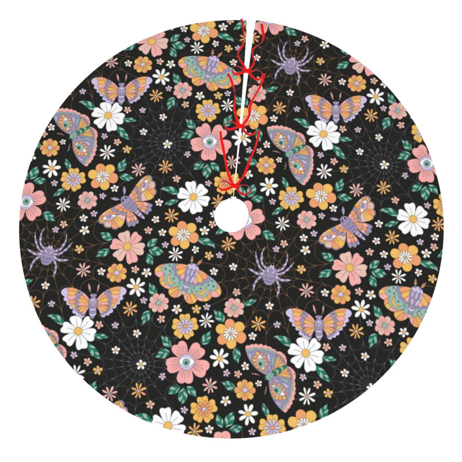 Yiaed Floral Insects Print Christmas Tree Skirt , Tree SkirtsTree Mat ...
