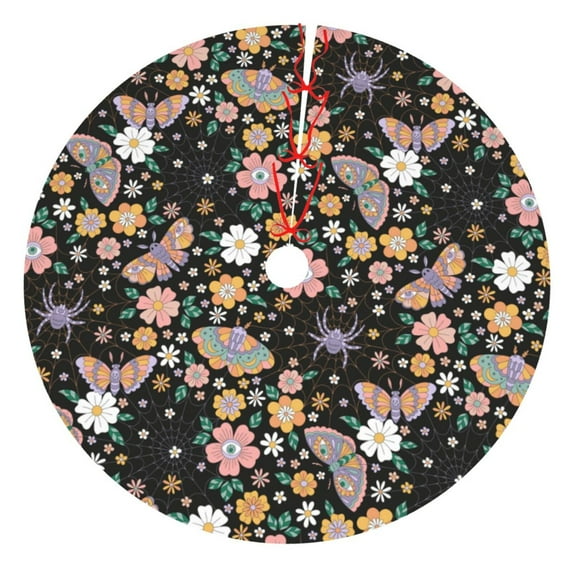 Yiaed Floral Insects Print Christmas Tree Skirt , Tree SkirtsTree Mat ...