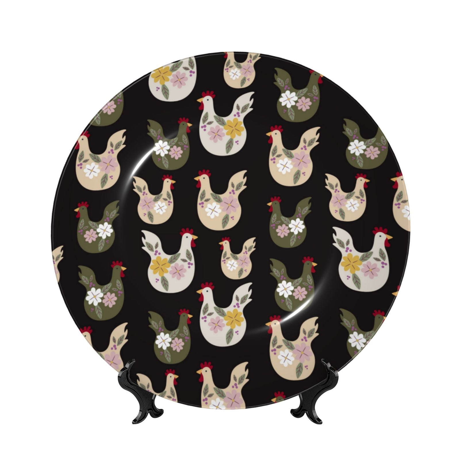 Yiaed Flowe Rooster Print Bone China Decorative Plate Ceramic Dinner ...