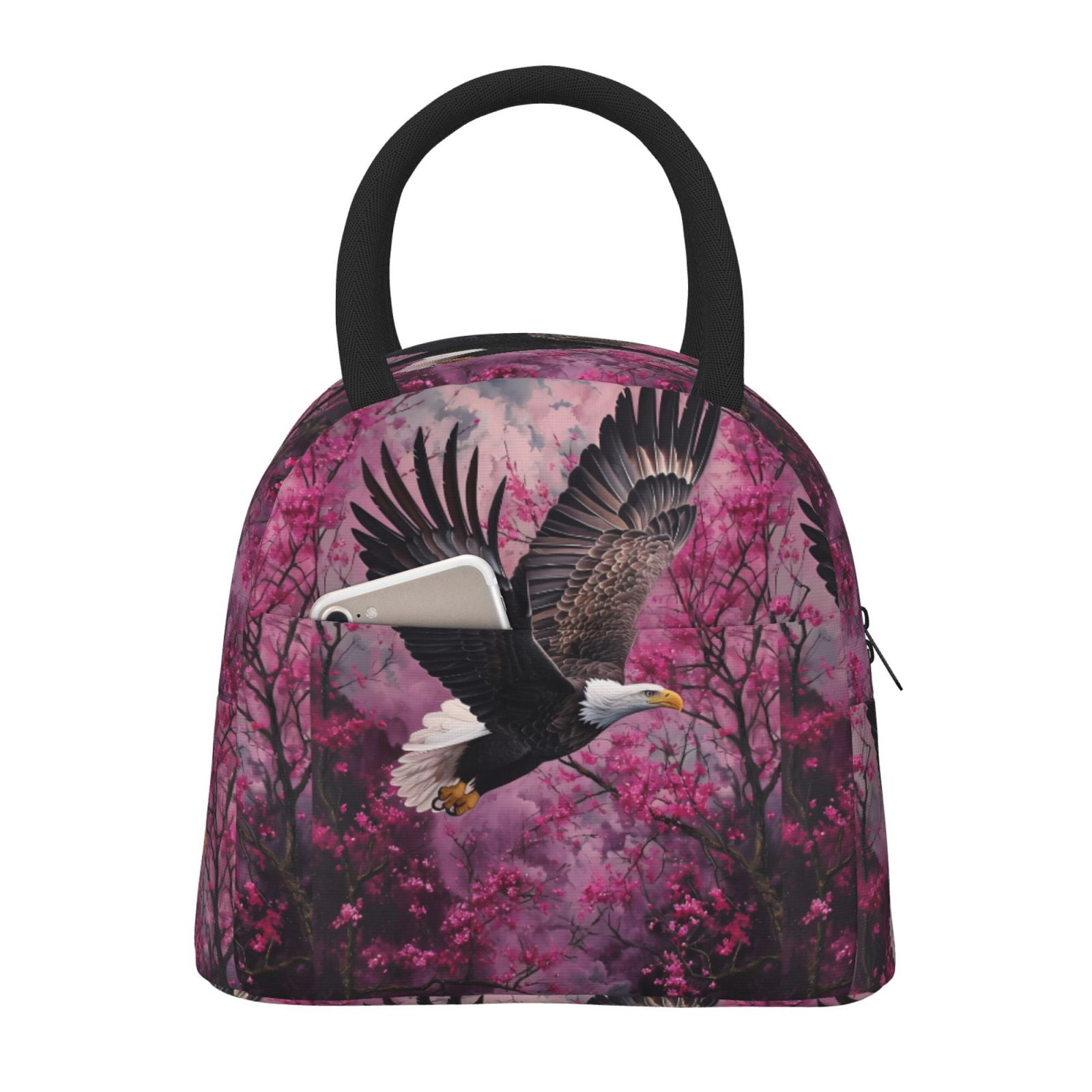 Yiaed Flower Bald Eagle Print Lunch Bag Adult Insulated Lunch Box ...