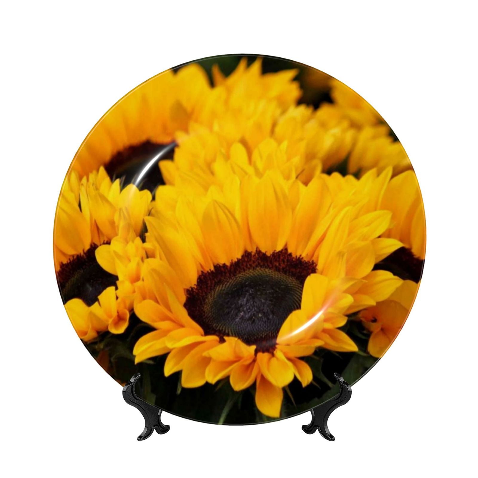 Yiaed Flower Bush Sunflower Print Bone China Decorative Plate Ceramic ...