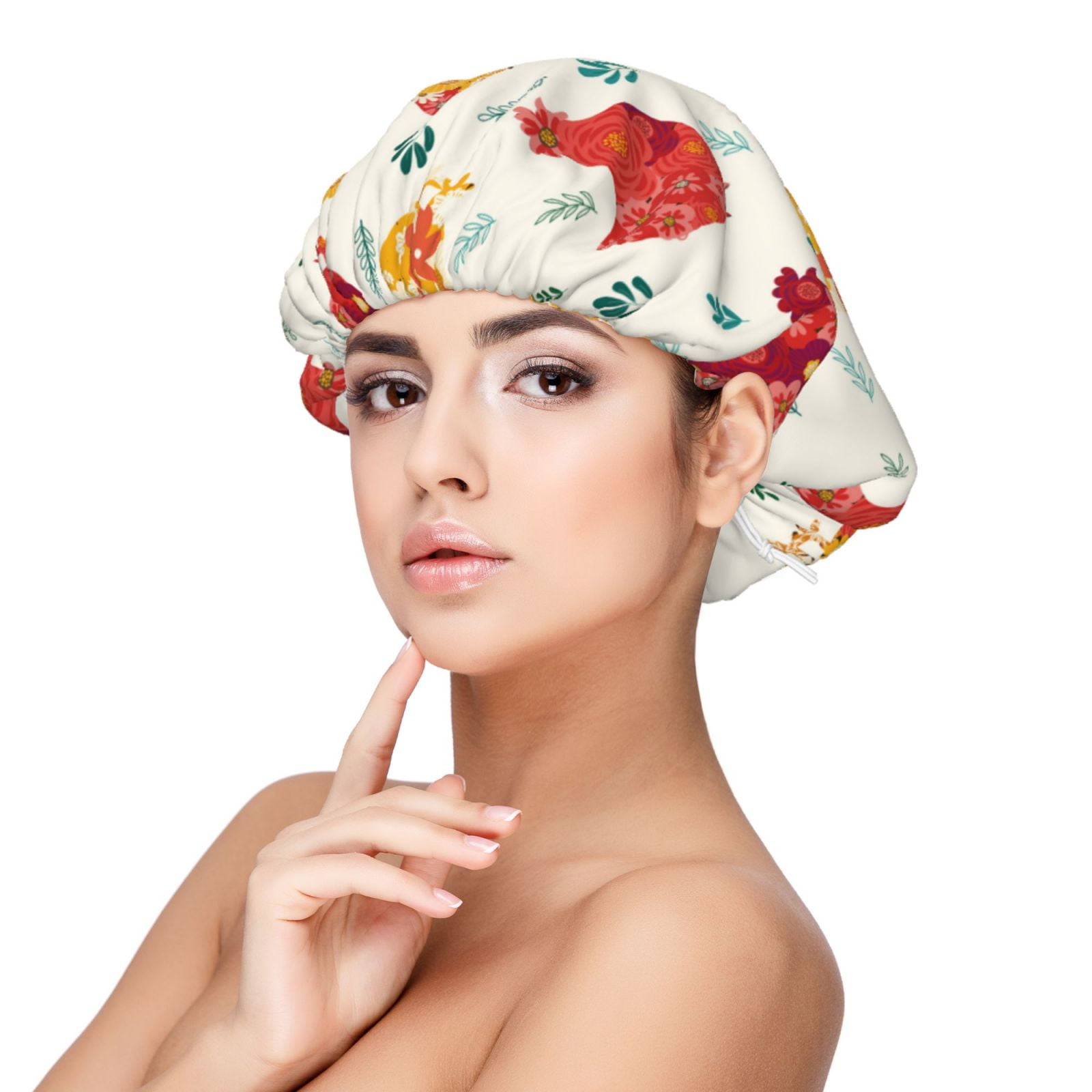 Yiaed Flower Chicken Print Satin Bonnet Silk Bonnet Hair Bonnet for ...
