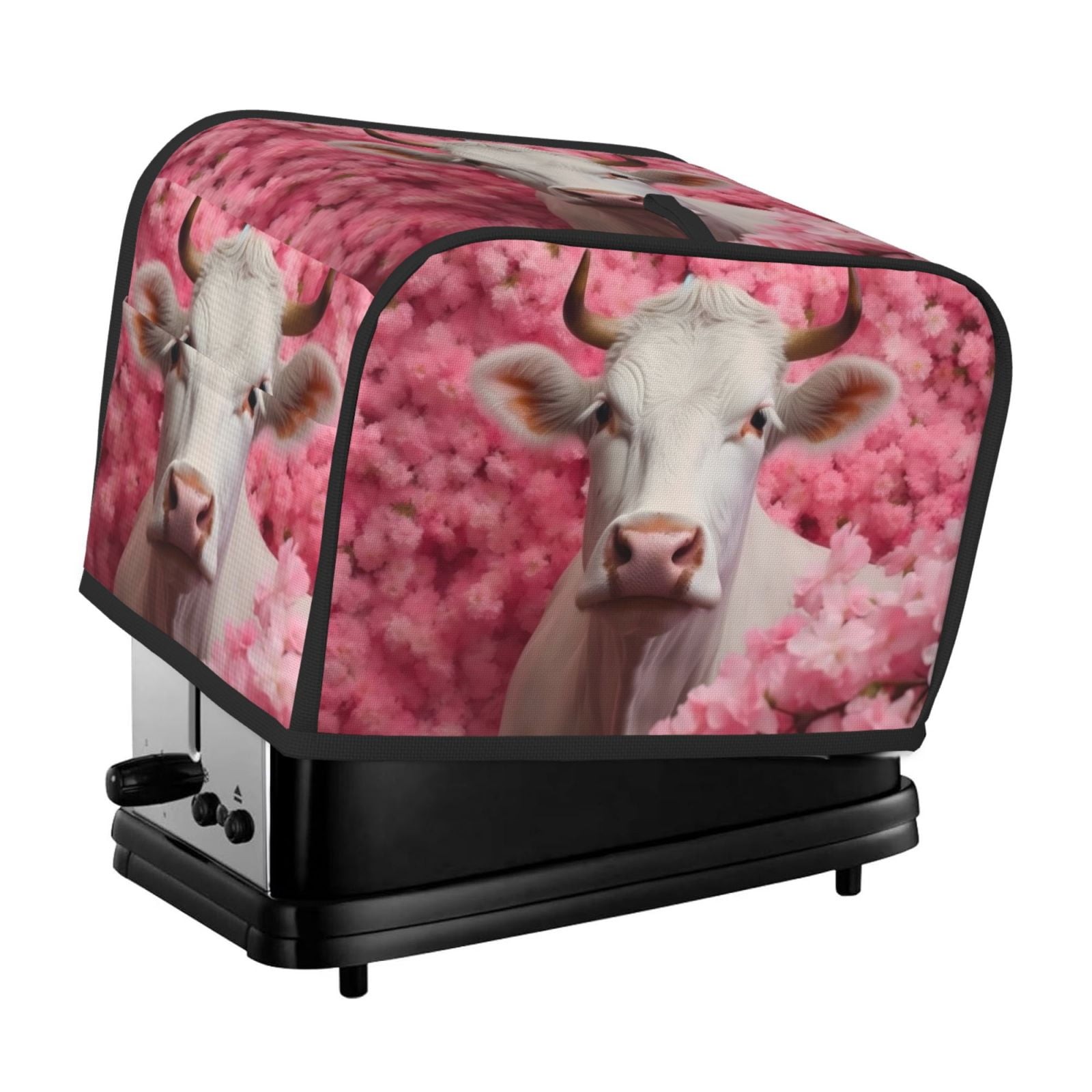 Yiaed Flower White Cow Print Two Slice Bread Machine Cover, Universal ...