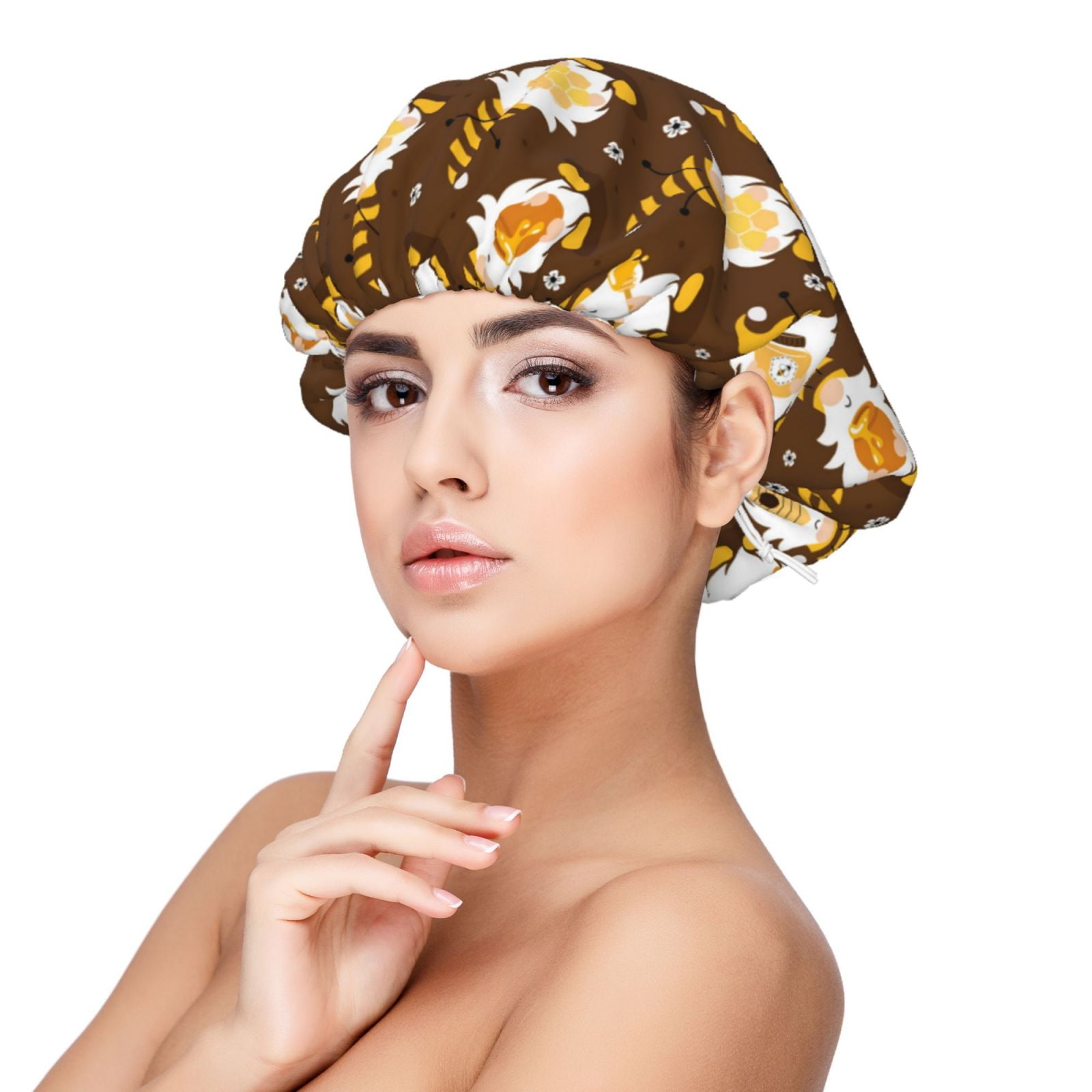 Yiaed Flowers And Gnomes Bees Print Satin Bonnet Silk Bonnet Hair ...