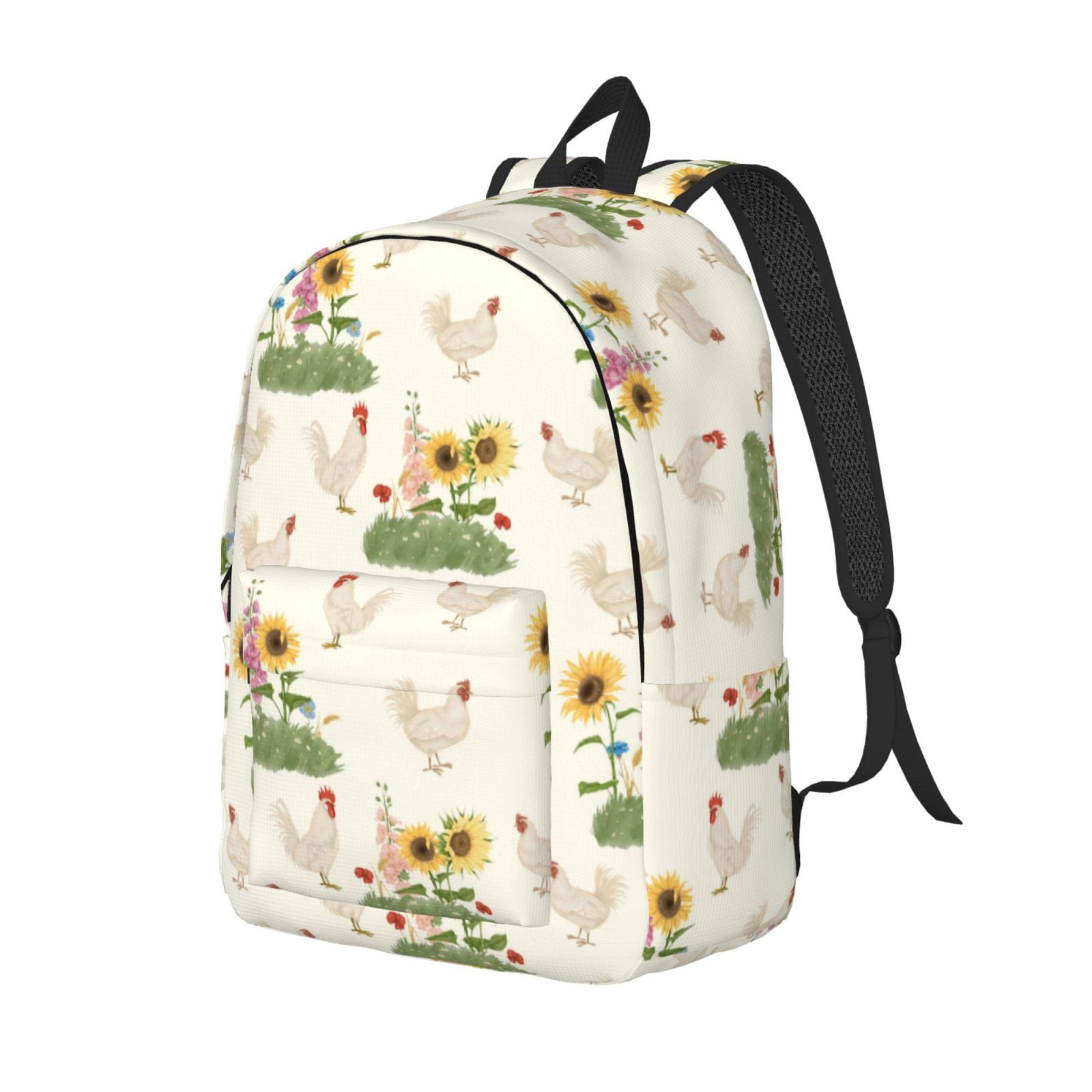 Yiaed Flowers And Hens Print Laptop Backpack Travel Canvas Backpack ...