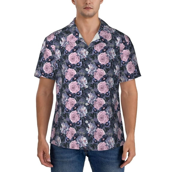 Yiaed Flowers Print Hawaiian Shirt for Men Short Sleeve Button Down ...