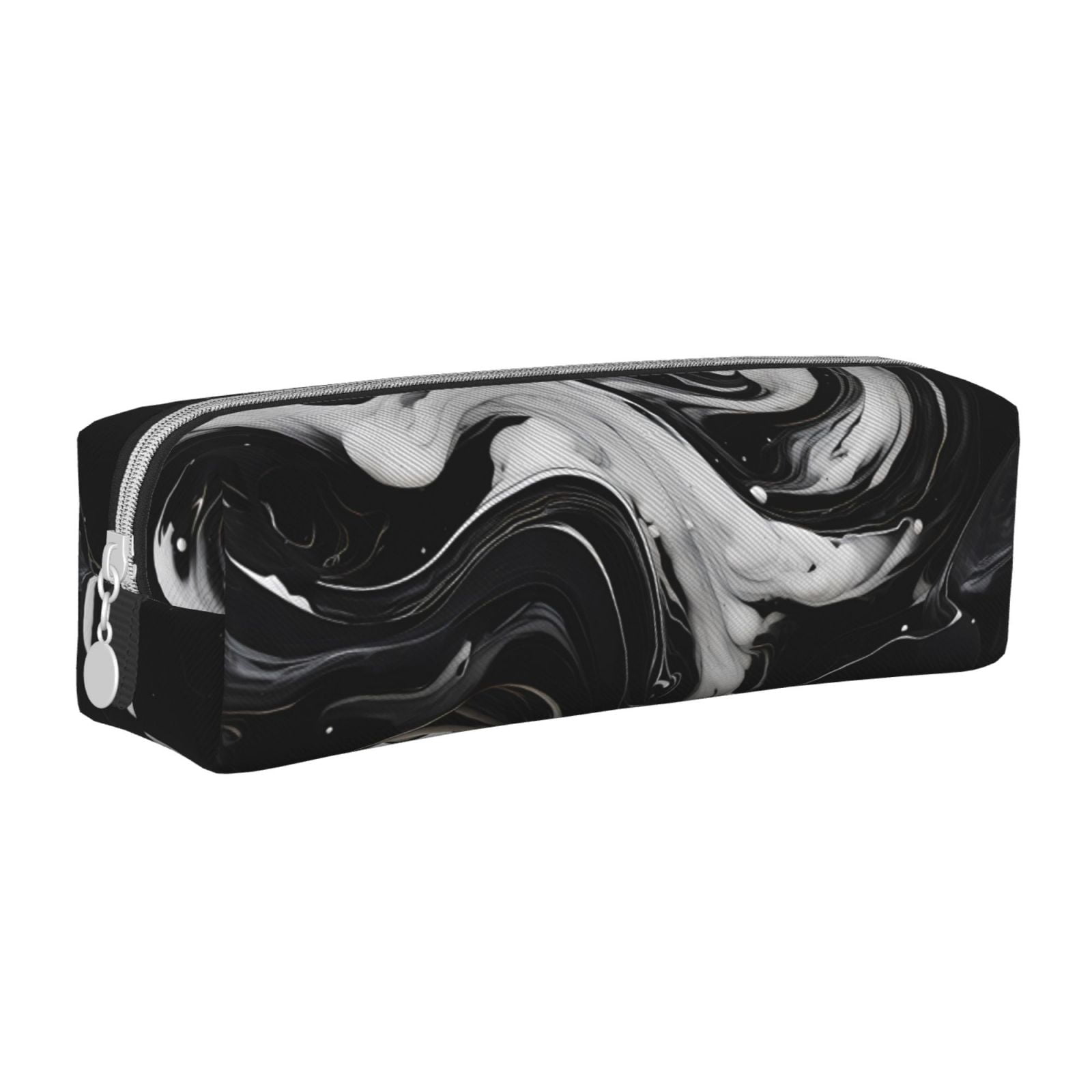Yiaed Fluid Black White Paint Swirls Print Leather Pencil Case ...