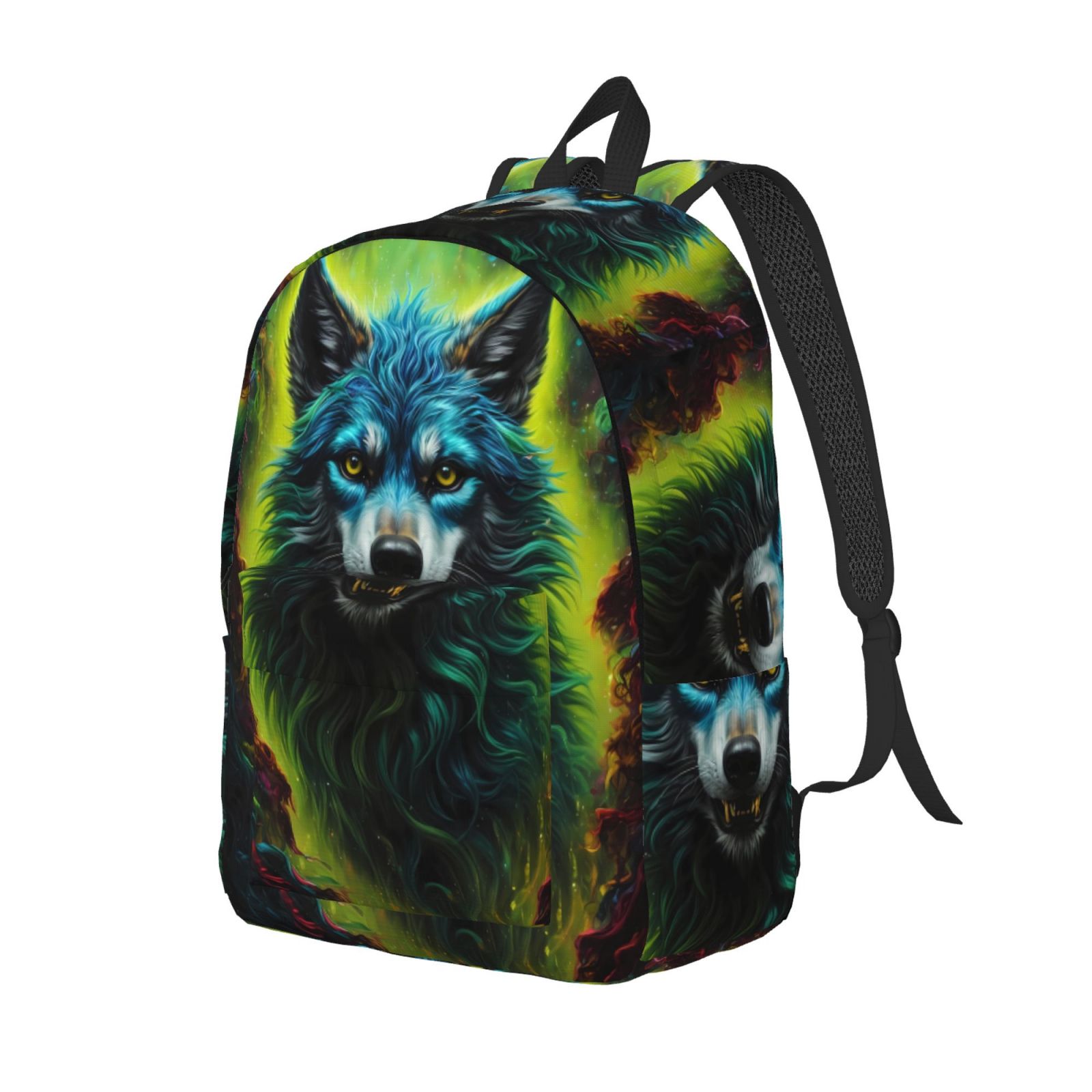 Yiaed Fluorescent Wolf Print Print Laptop Backpack Travel Canvas ...