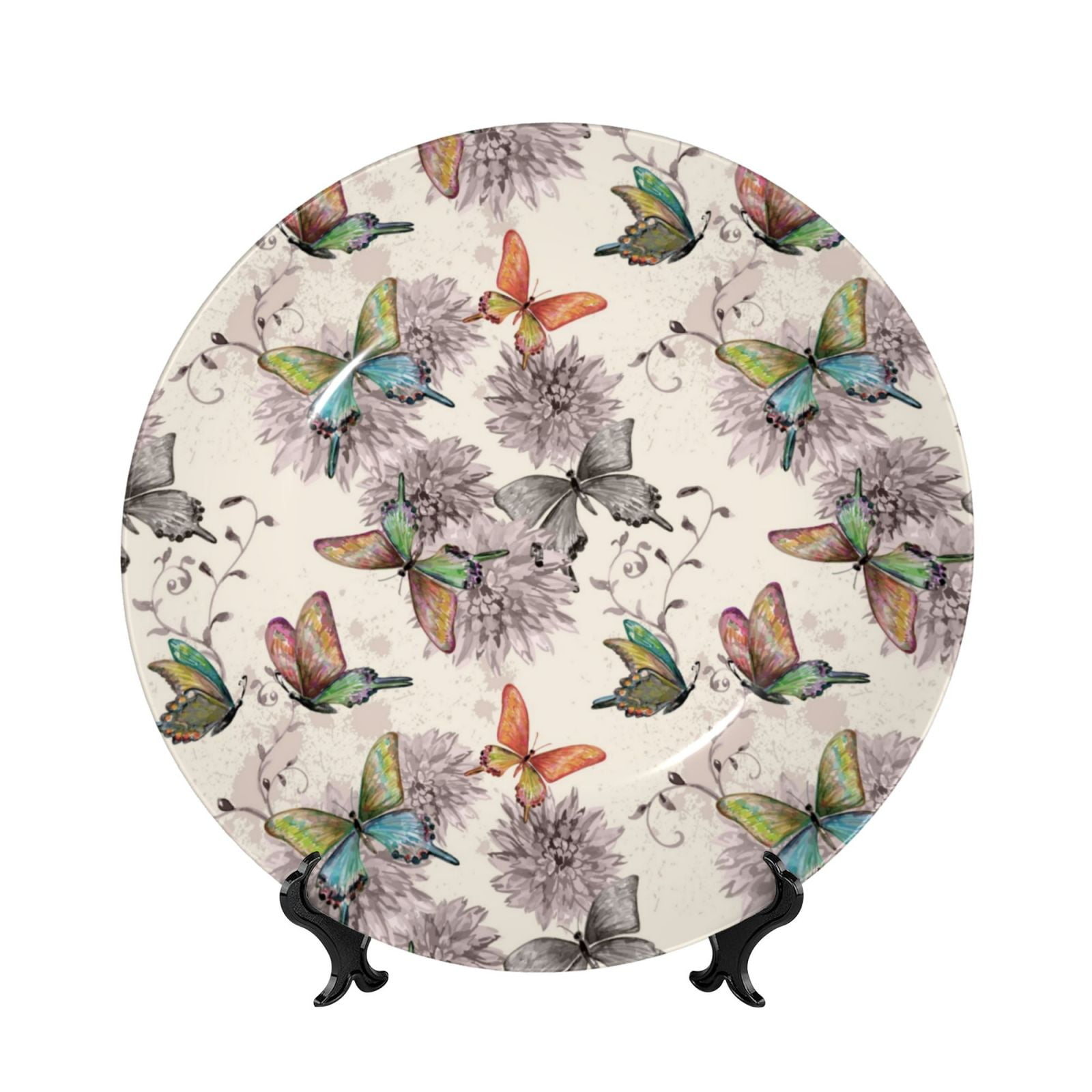 Yiaed Flying Butterflies-1 Print Bone China Decorative Plate Ceramic ...