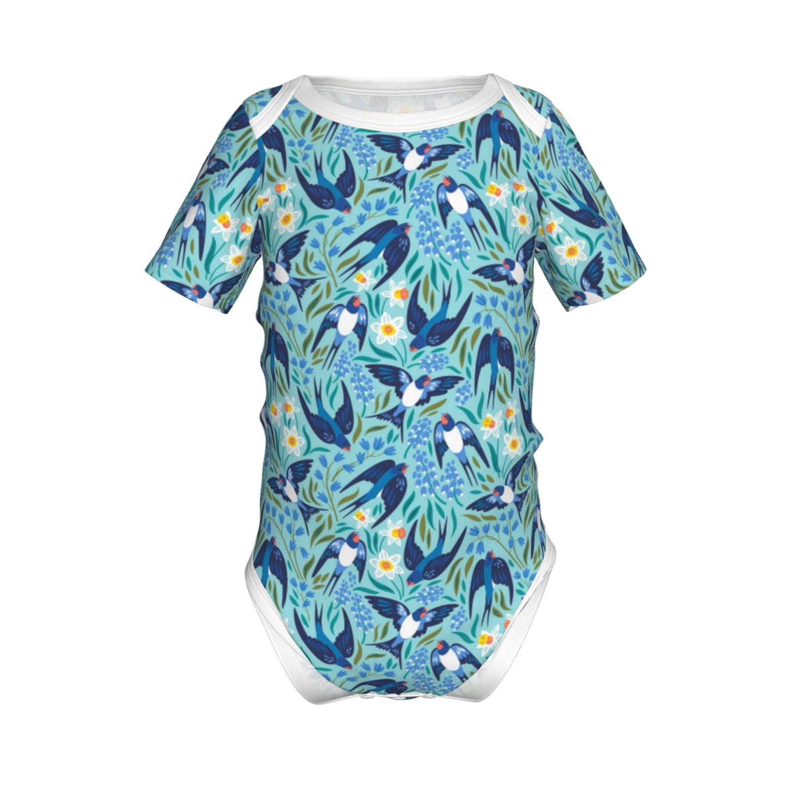 Yiaed Flying Swallows Print Infant Climbing Short Sleeve Onesie One ...