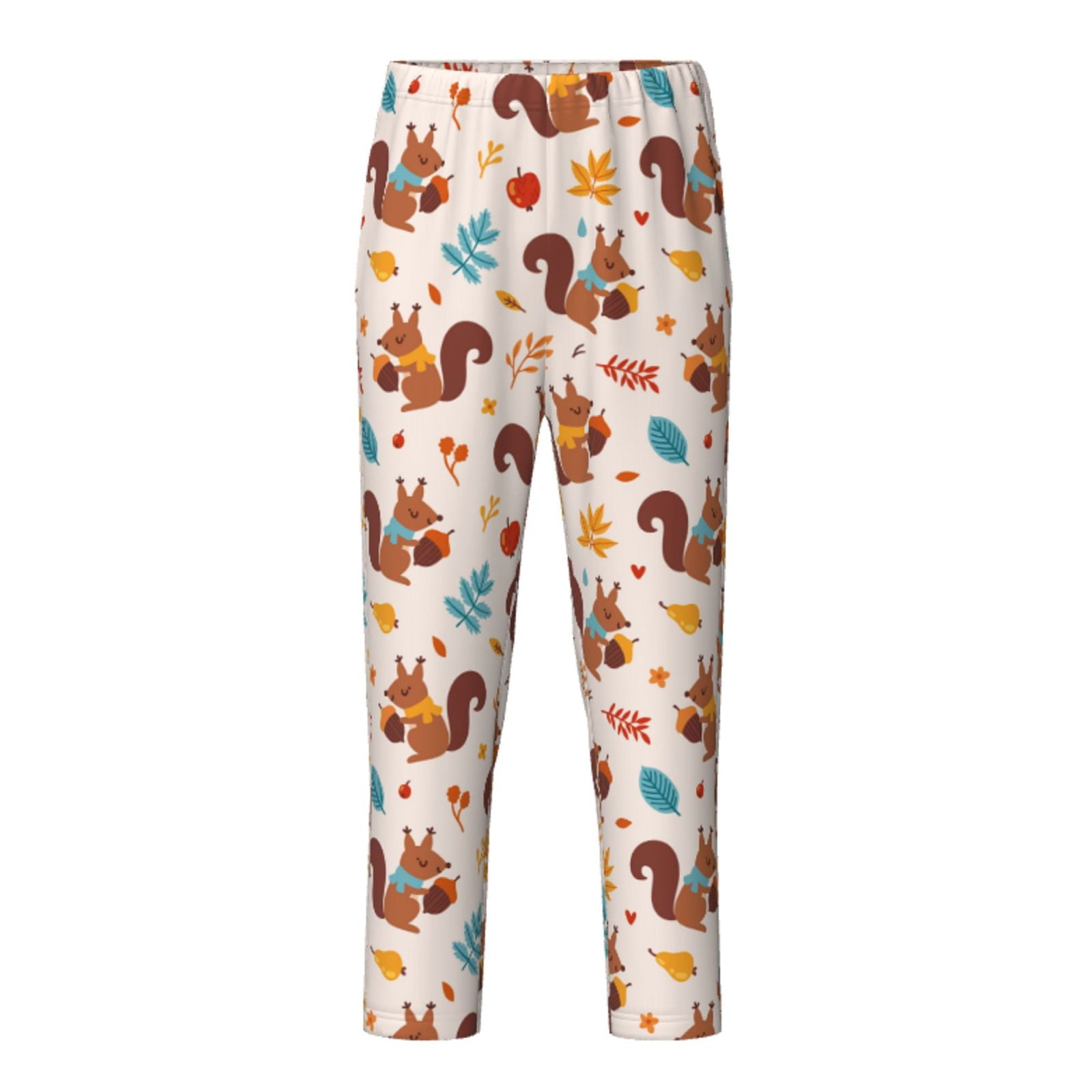 Yiaed Forest Squirrel Nuts Print Teenagers' Lounge Pants, Loose PJ ...