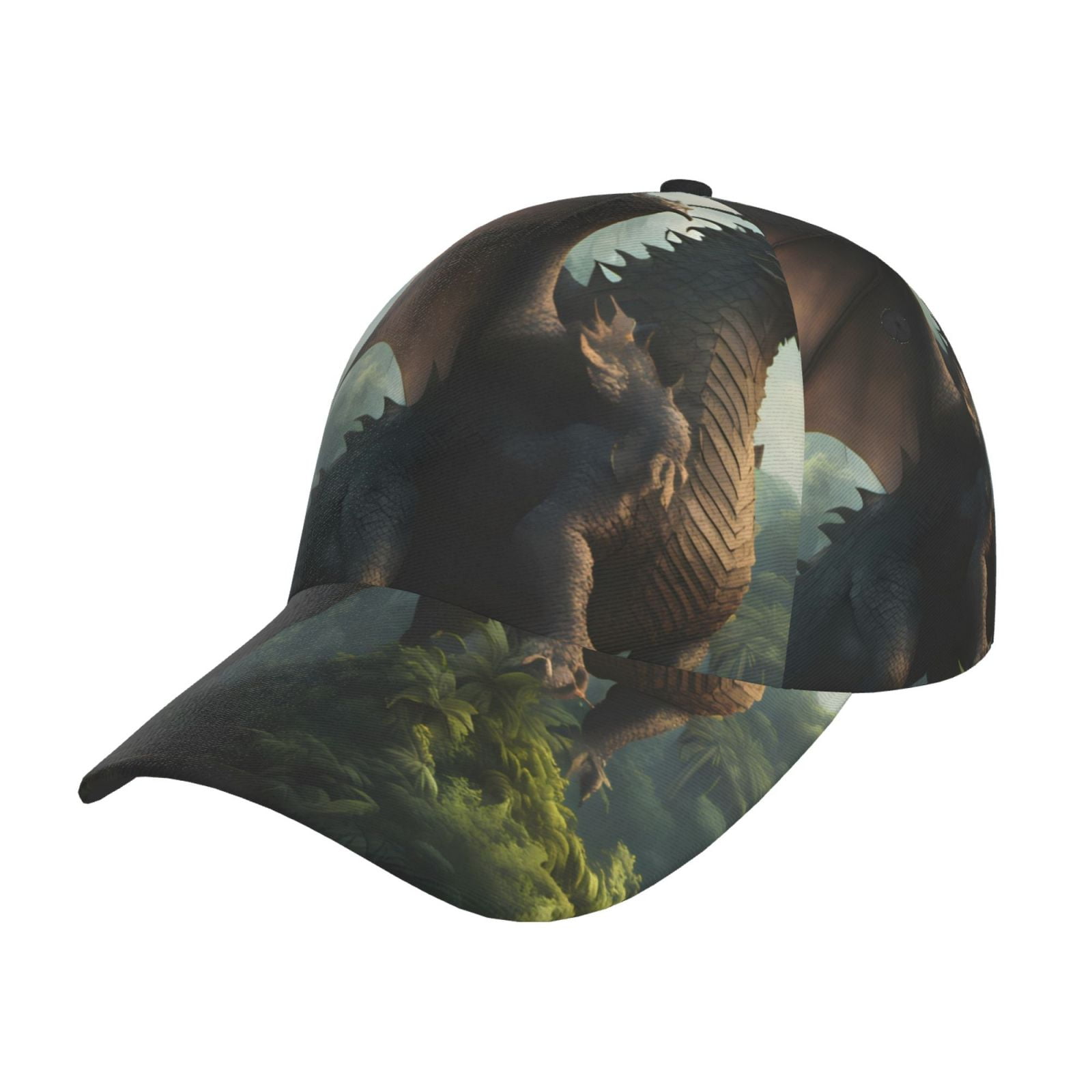 Yiaed Forest Stone-Colored Dragon Print Cap Adjustable Size for Running ...
