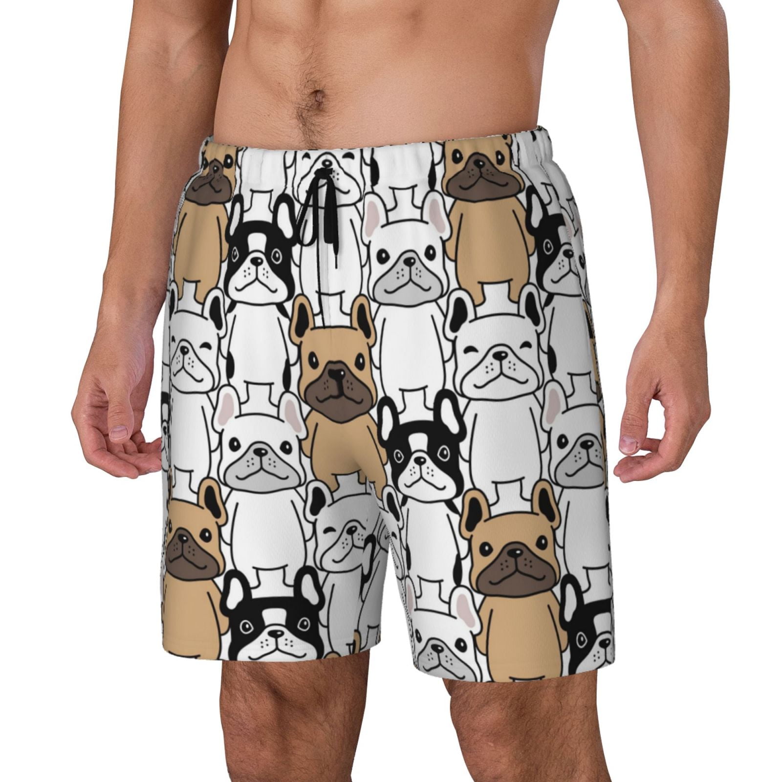 Yiaed French Bulldog 2 Print Mens Swim Trunks Bathing Suit Compression ...