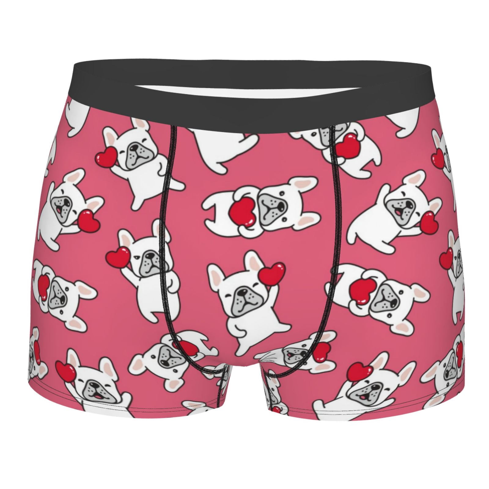 Yiaed French Bulldog And Heart Print Men's Soft Cotton Boxer Shorts ...