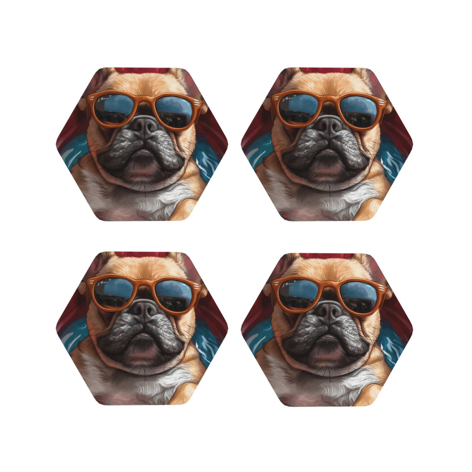 Yiaed French Bulldog In Sunglasses Print Leather Coasters for Drinks ...