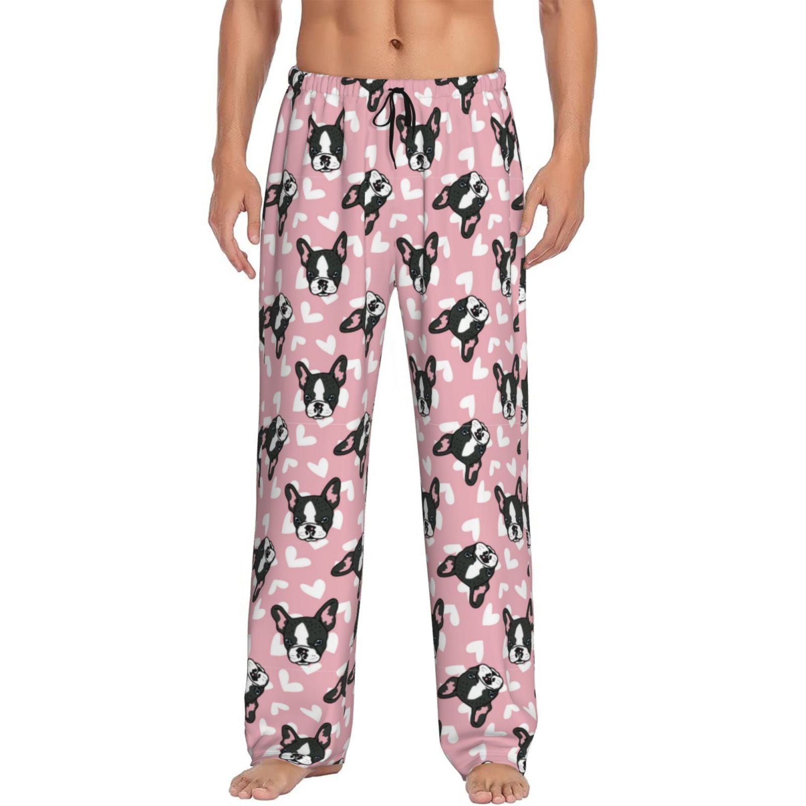 Yiaed French Bulldog Print Men's Lounge Pants, Loose PJ Bottoms, Long ...