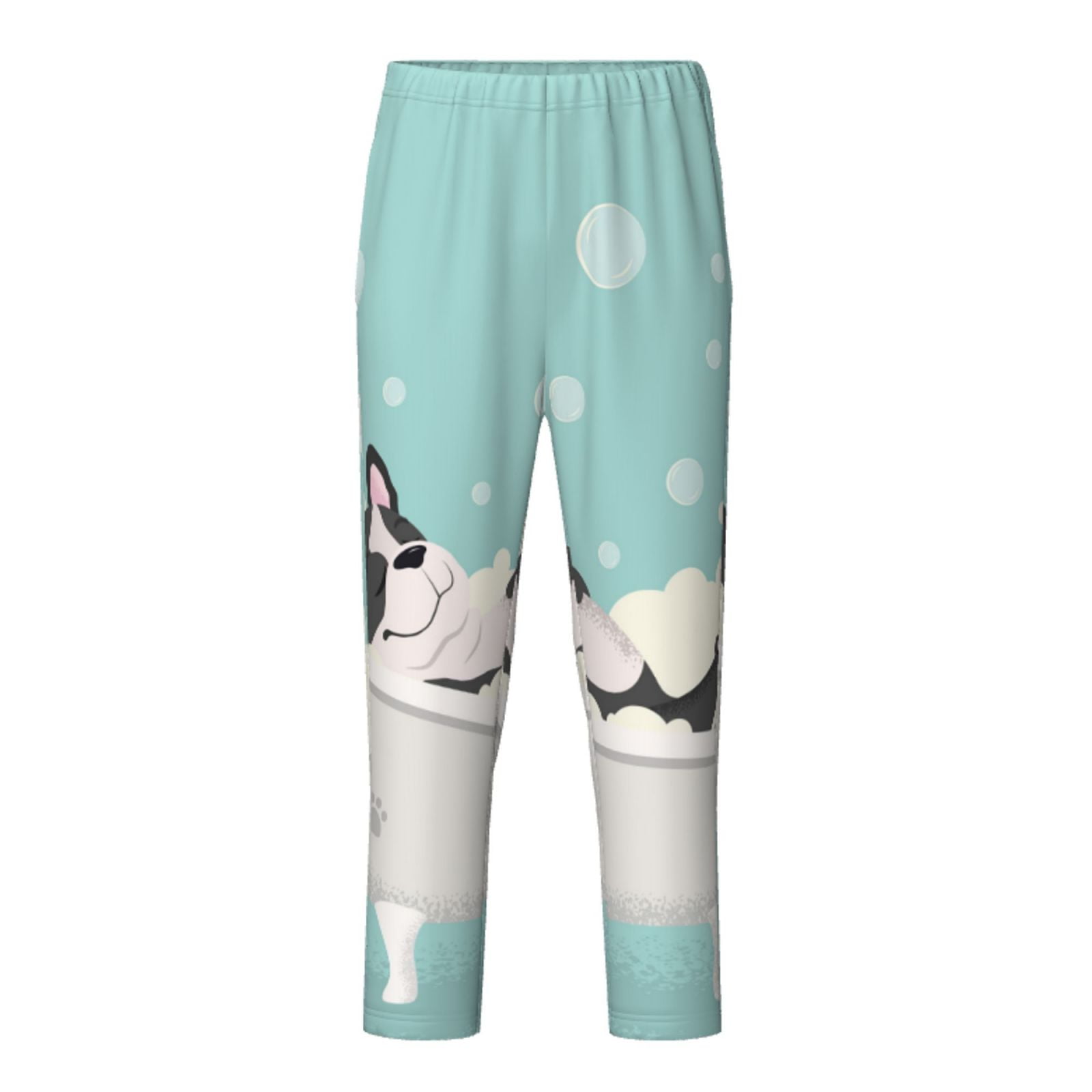 Yiaed French Bulldog Taking a Bath Print Teenagers' Lounge Pants, Loose ...