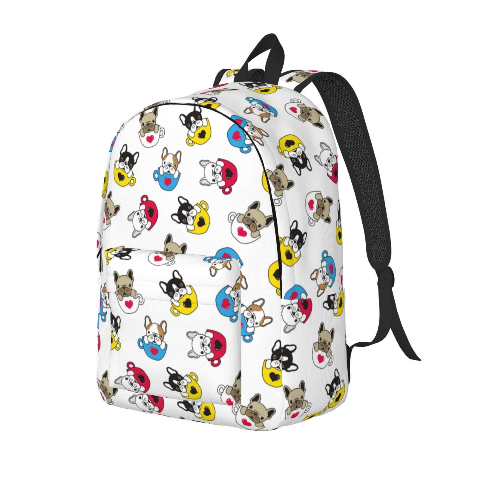 Yiaed French Bulldog With Coffee Cup Print Print Laptop Backpack Travel ...