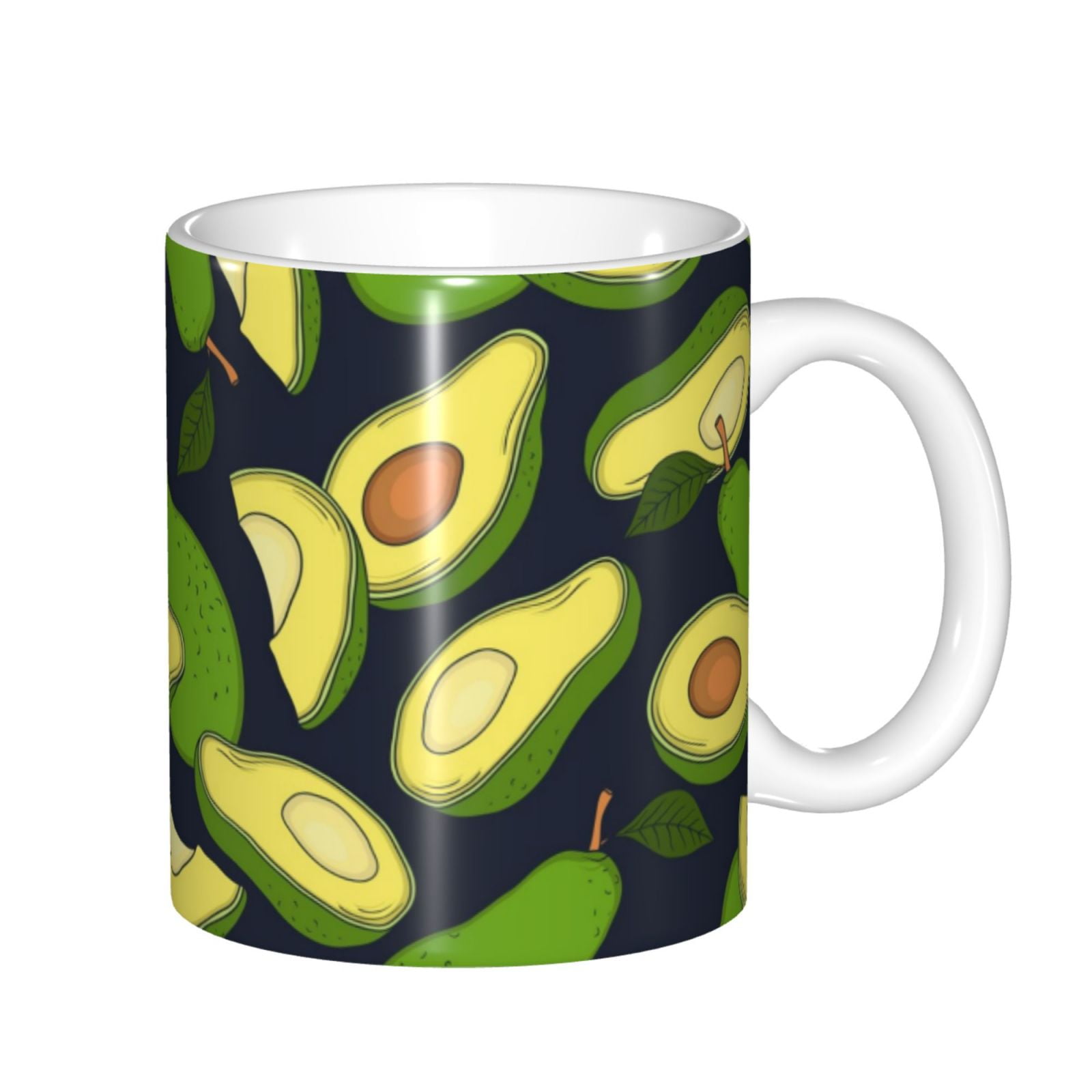 Yiaed Fresh Avocado Print Ceramics Coffee,Large Handle Design,Extra ...
