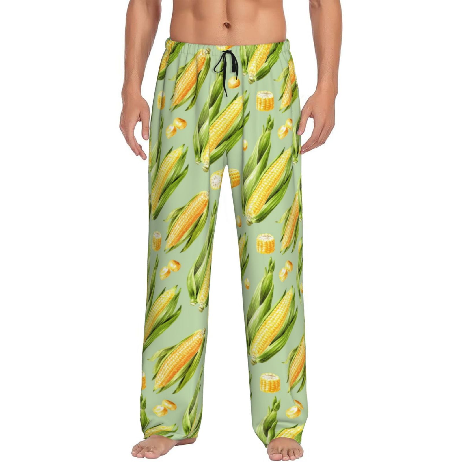 Yiaed Fresh Sweet Corn Print Men's Lounge Pants, Loose PJ Bottoms, Long ...