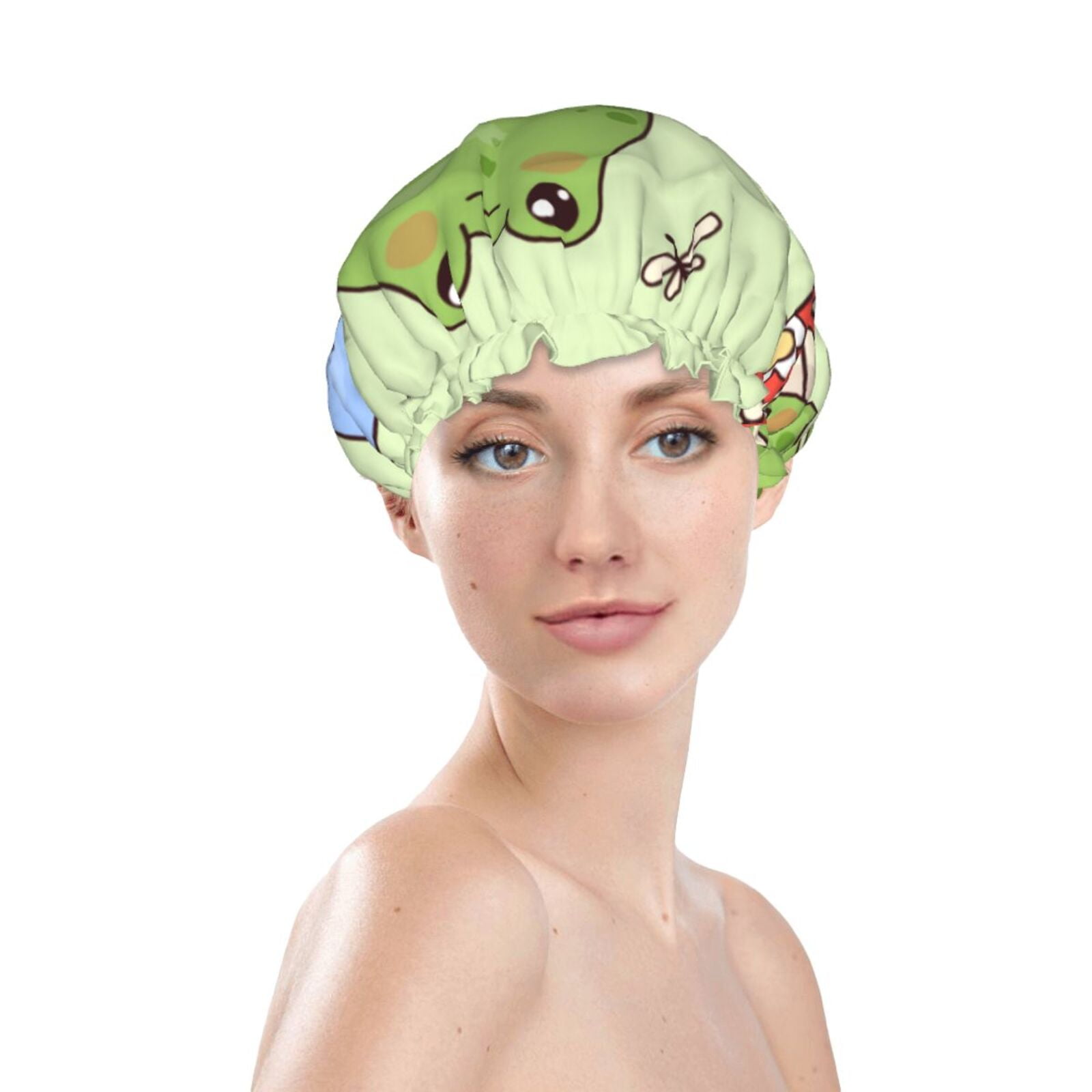 Yiaed Frog Amanita Mushroom Print Reusable Shower Cap & Bath Cap ...