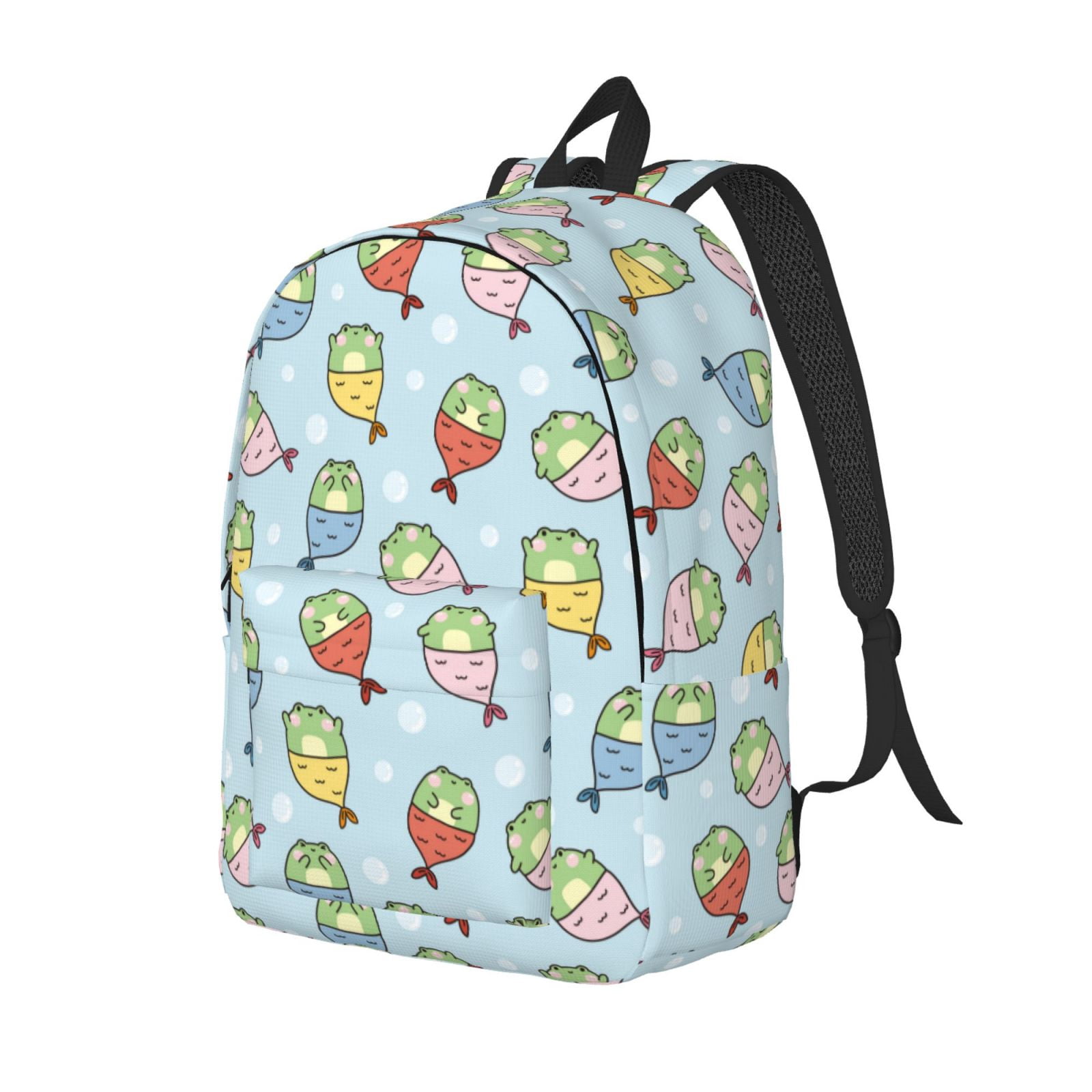 Yiaed Frog In Mermaid Print Laptop Backpack Travel Canvas Backpack ...