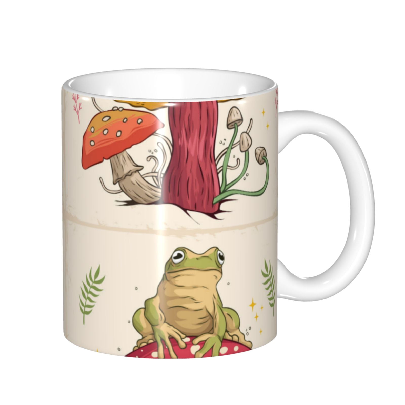 Yiaed Frog Sitting On Mushroom Print Ceramics Coffee,Large Handle ...