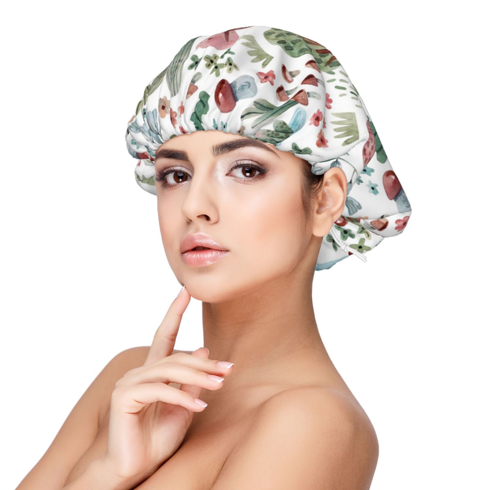 Yiaed Frog and Forest Plants Print Satin Bonnet Silk Bonnet Hair Bonnet ...