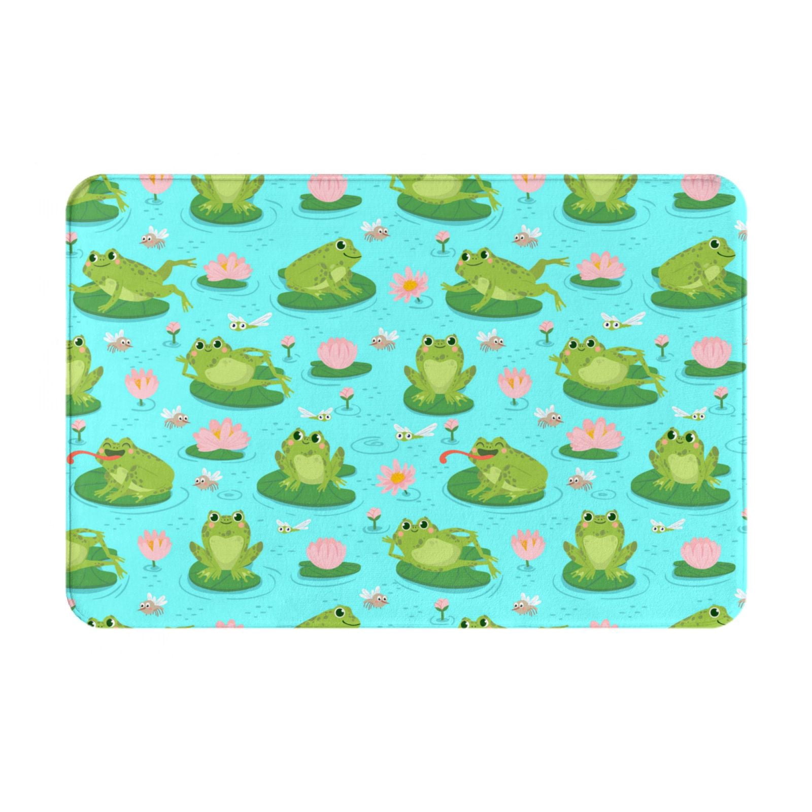 Yiaed Frogs And Aquatic Plants Print Flannel Doormat Mat Outdoor Indoor ...