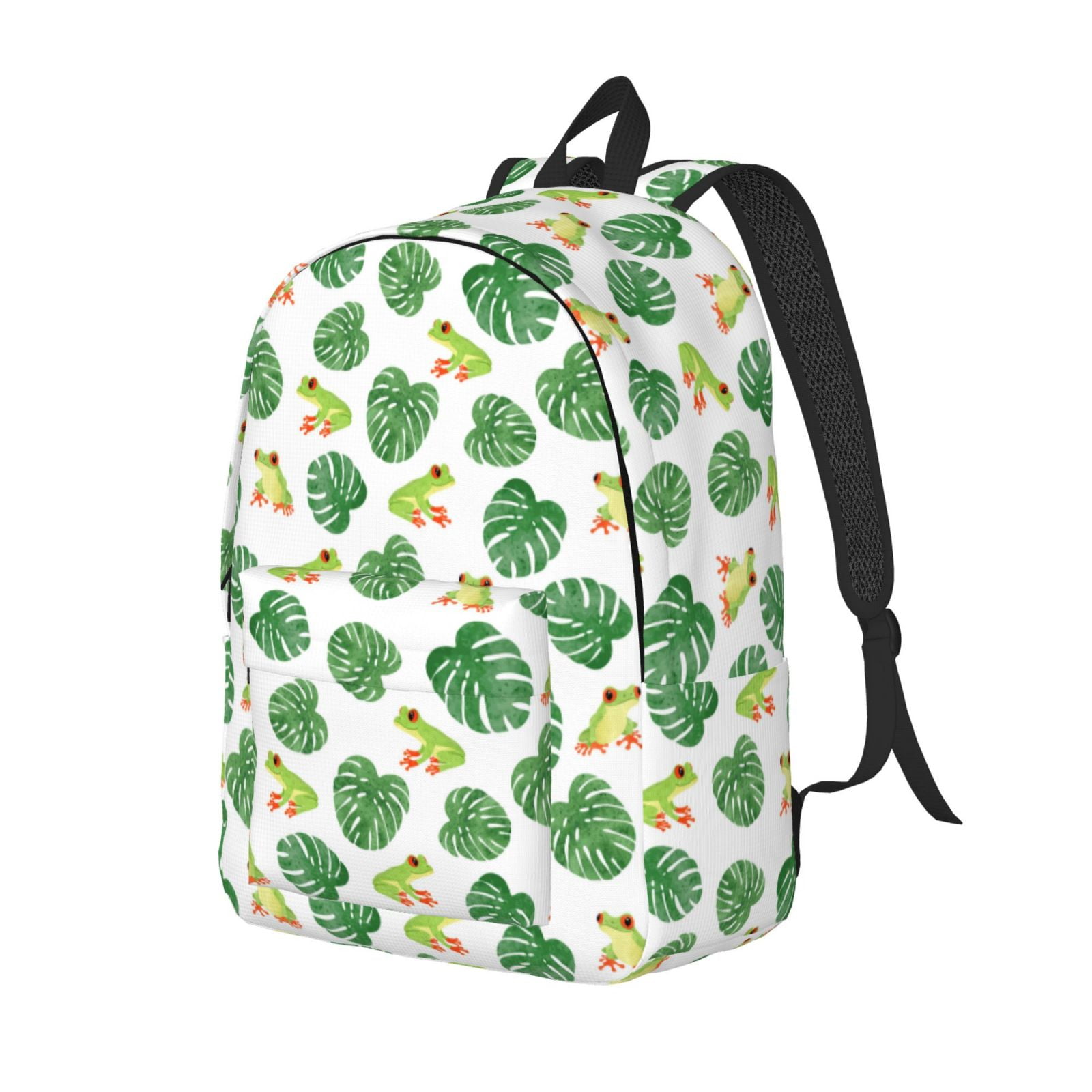Yiaed Frogs And Tropical Leaves Print Laptop Backpack Travel Canvas ...