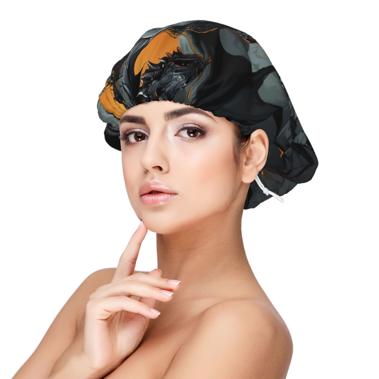 Yiaed Full Moon Black Dragon Print Satin Bonnet Silk Bonnet Hair Bonnet ...