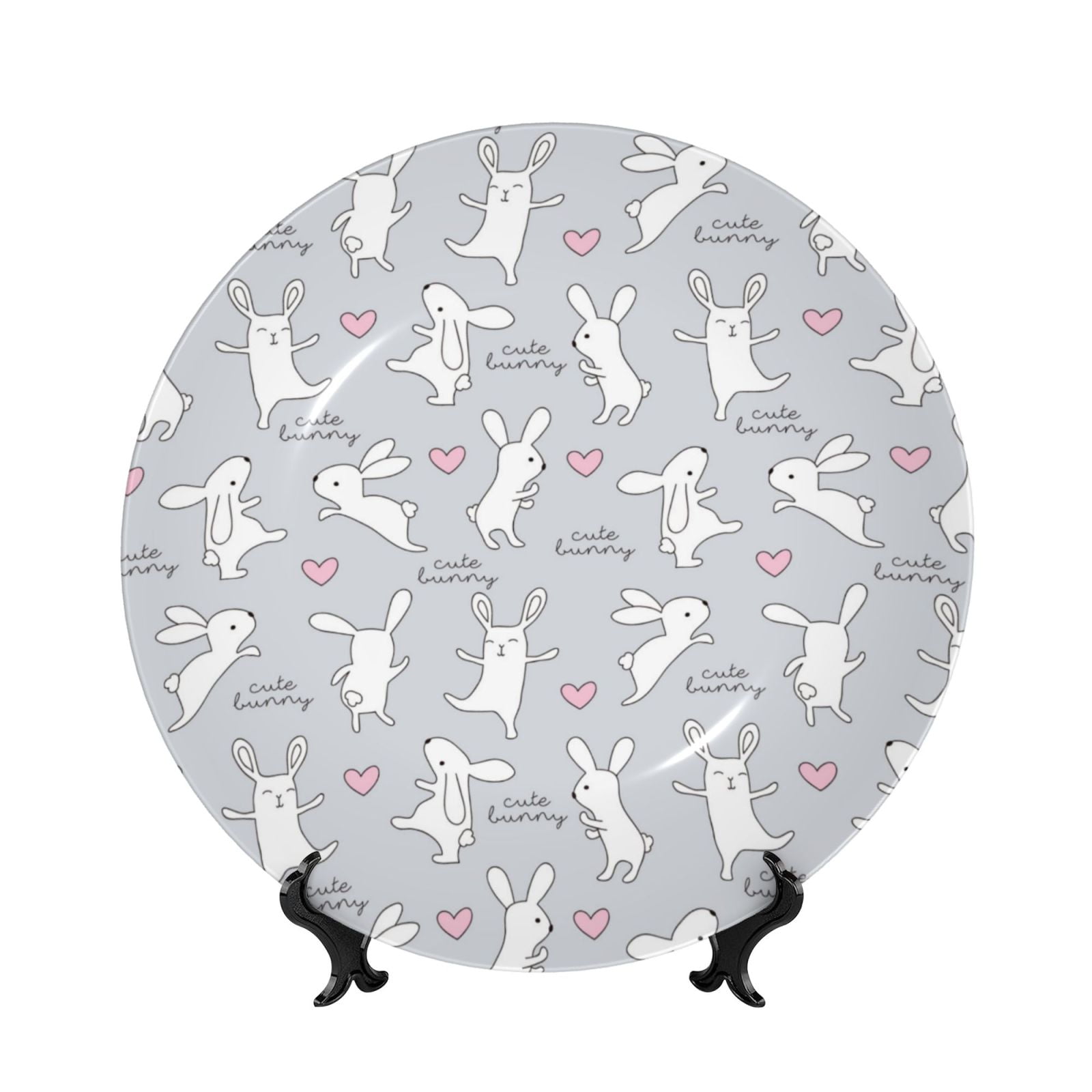 Yiaed Fun Rabbit Print Bone China Decorative Plate Ceramic Dinner ...
