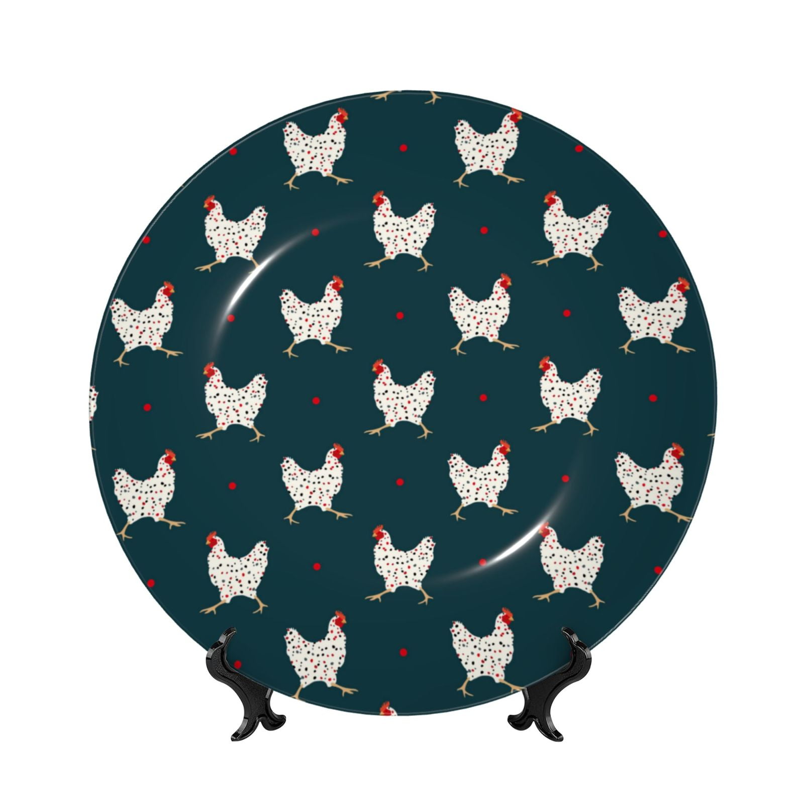 Yiaed Funny Chicken Print Bone China Decorative Plate Ceramic Dinner ...