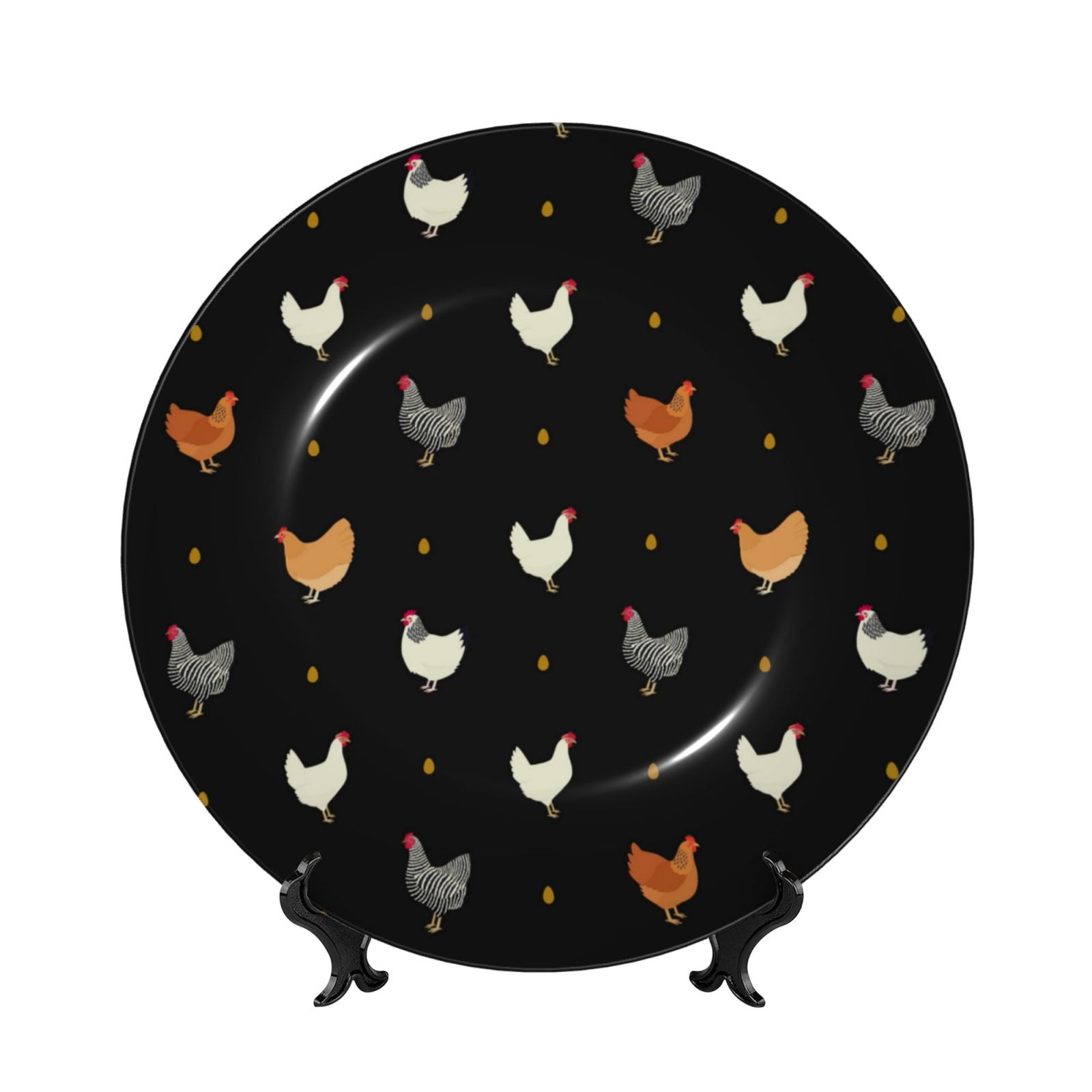 Yiaed Funny Chicken Print Bone China Decorative Plate Ceramic Dinner ...