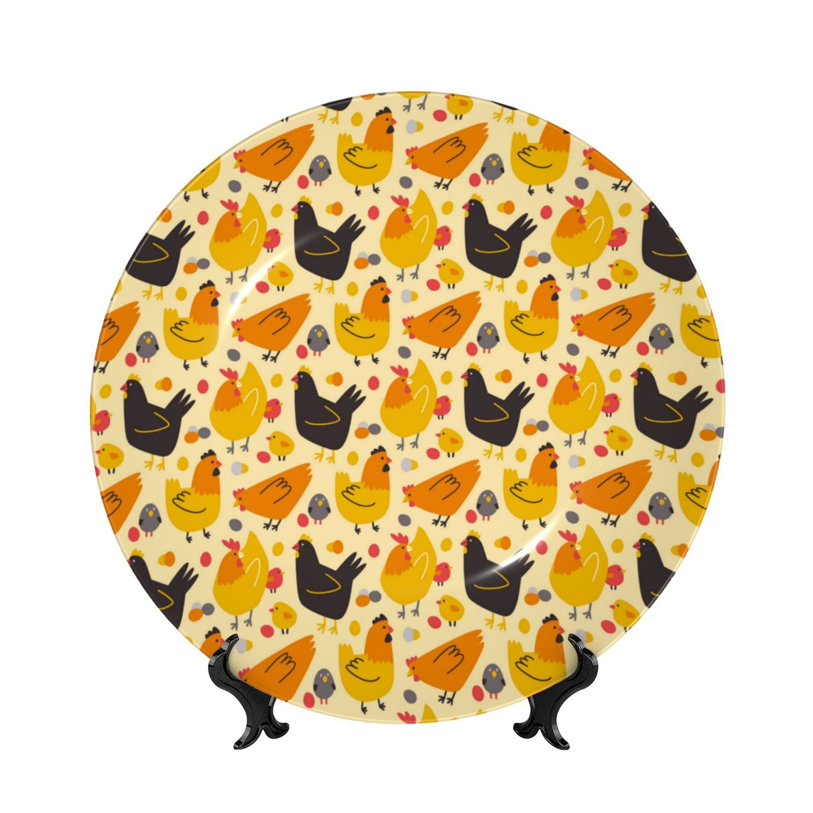 Yiaed Funny Chicken Print Bone China Decorative Plate Ceramic Dinner ...