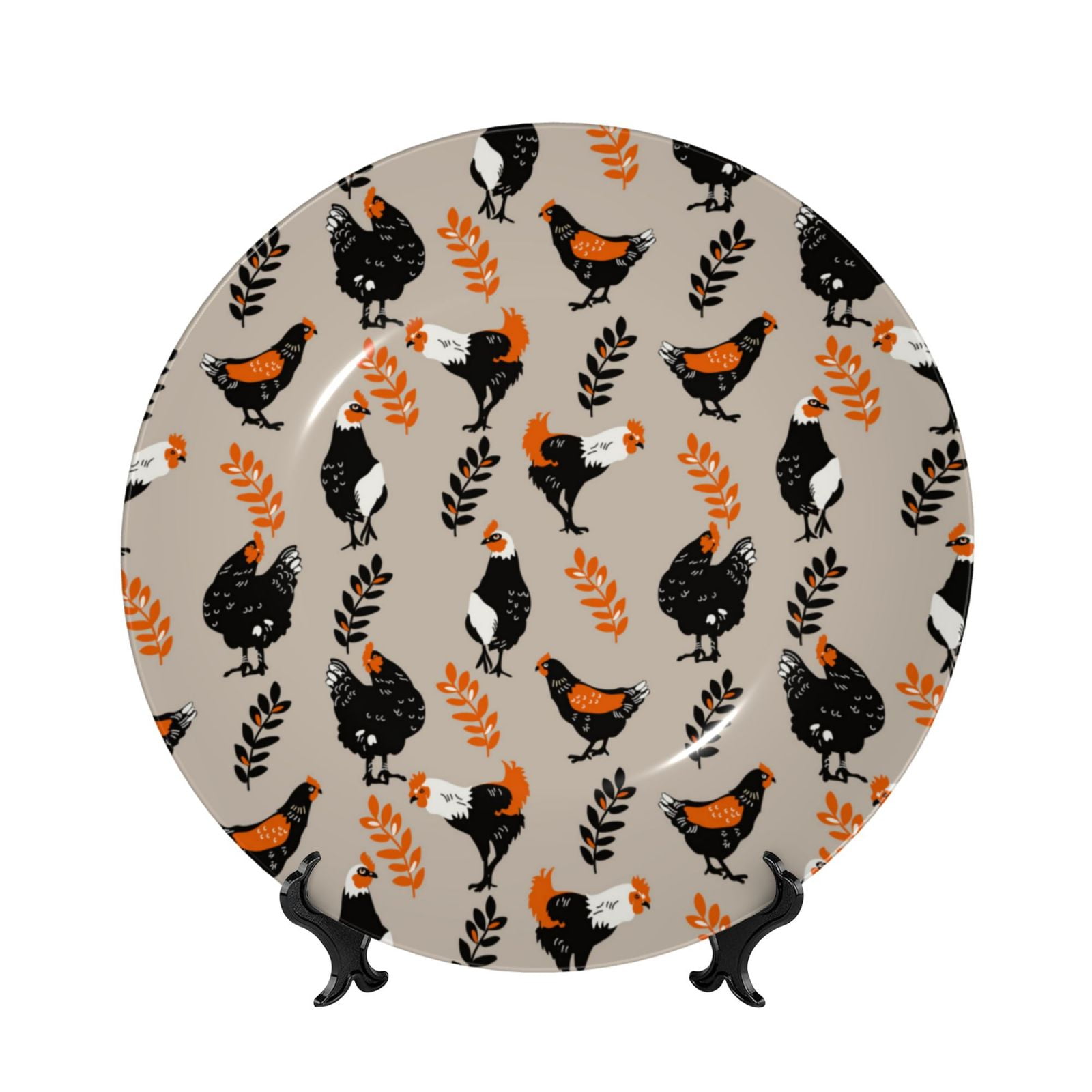 Yiaed Funny Chicken Print Bone China Decorative Plate Ceramic Dinner ...