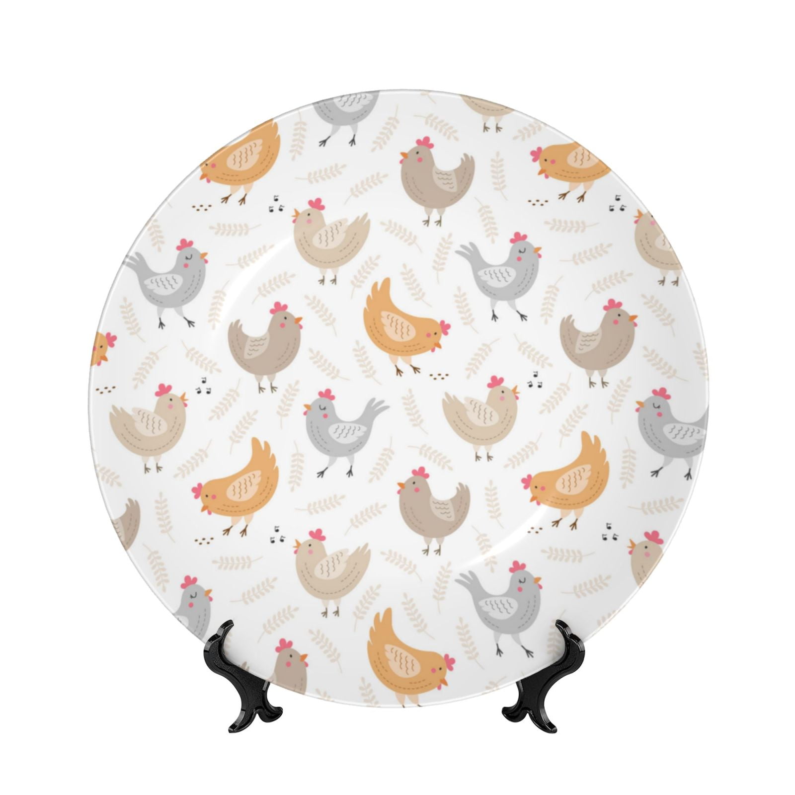 Yiaed Funny Chicken Print Bone China Decorative Plate Ceramic Dinner ...