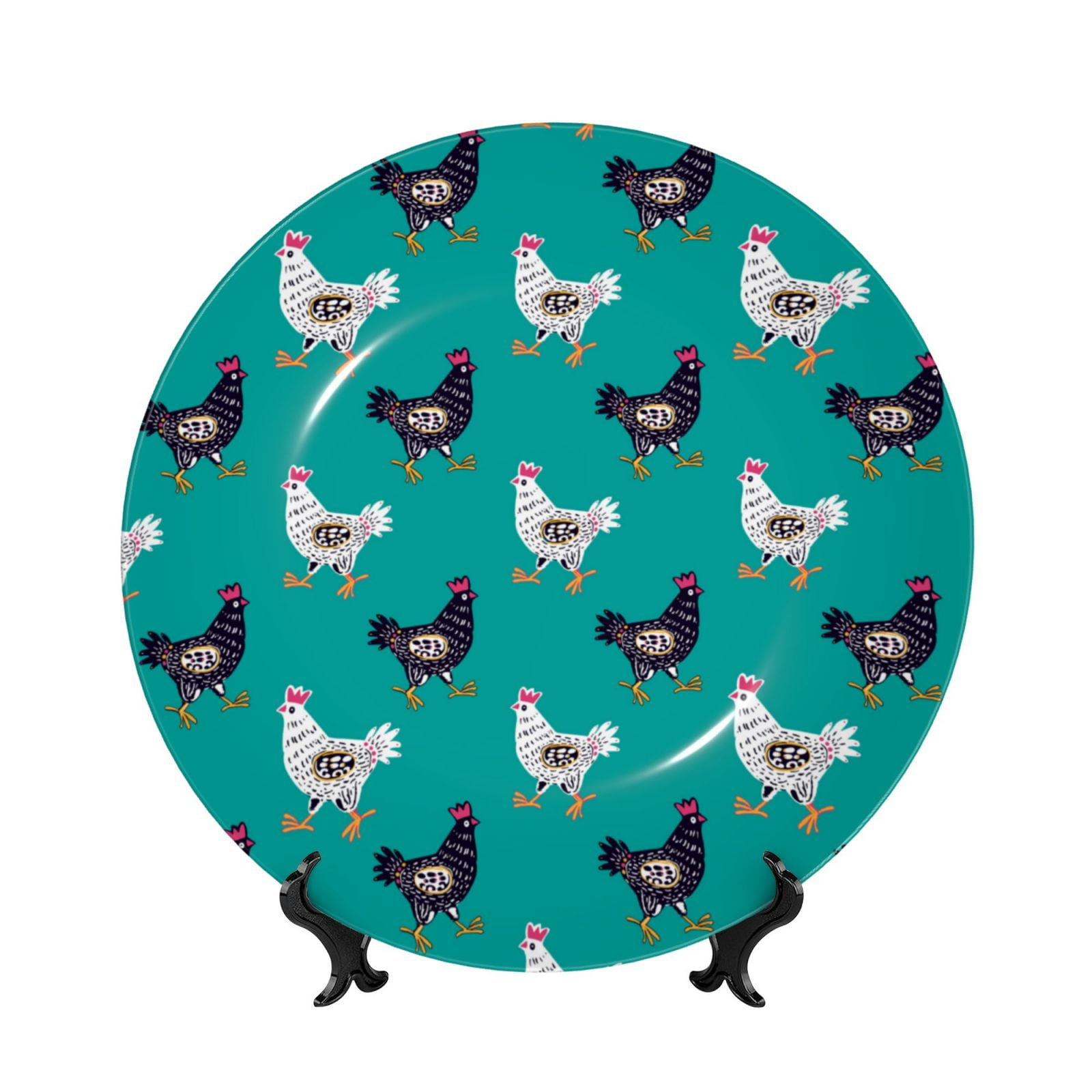 Yiaed Funny Chicken Print Bone China Decorative Plate Ceramic Dinner ...