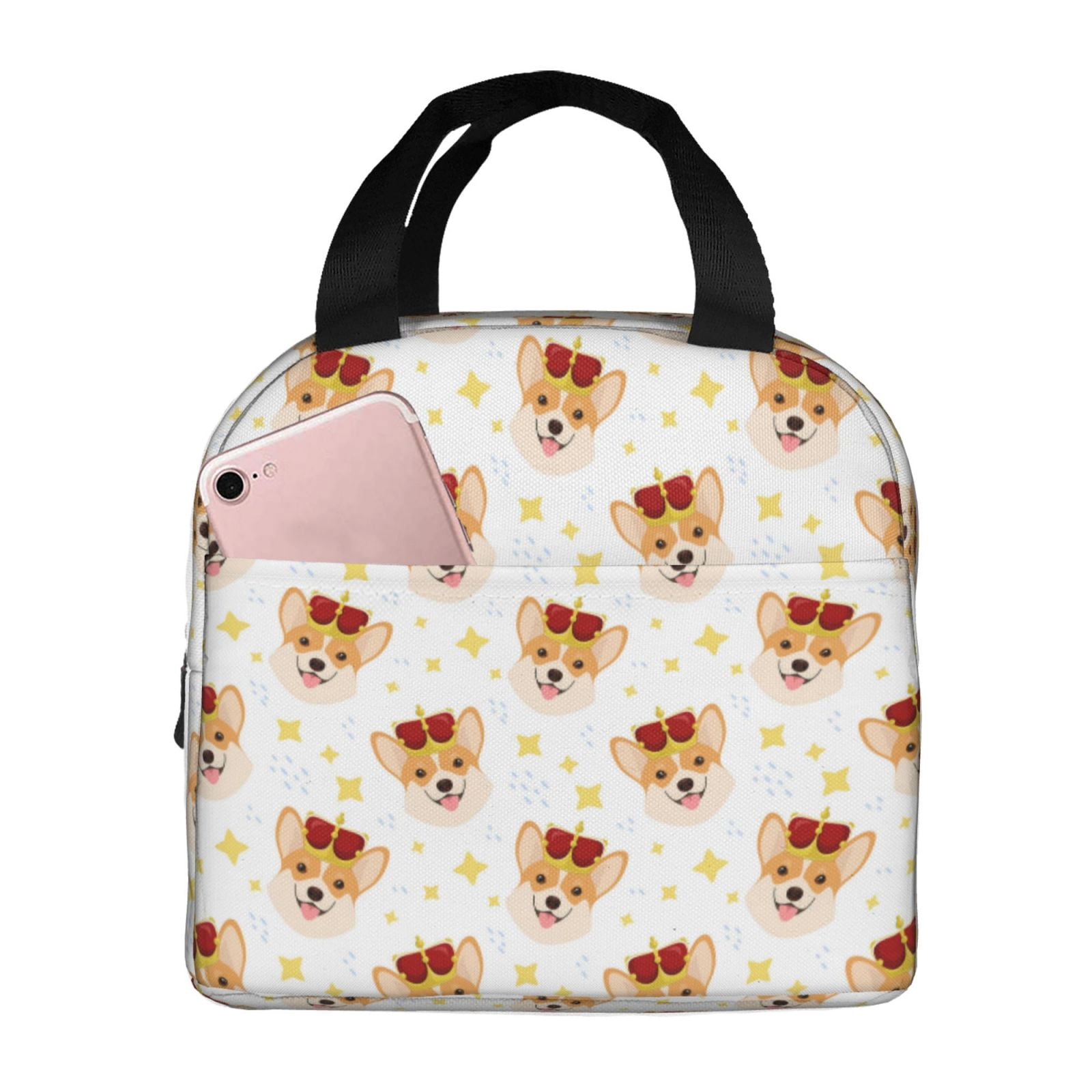 Yiaed Funny Corgi Print Insulated Lunch Bag Reusable Cute Tote Lunch ...