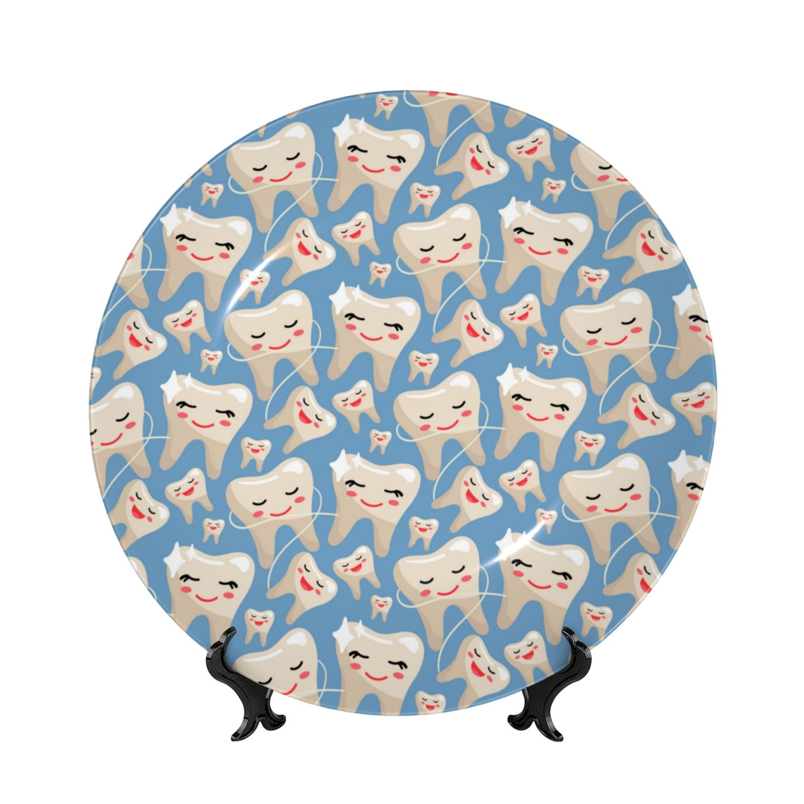 Yiaed Funny Cute Healthy Teeth Print Bone China Decorative Plate ...