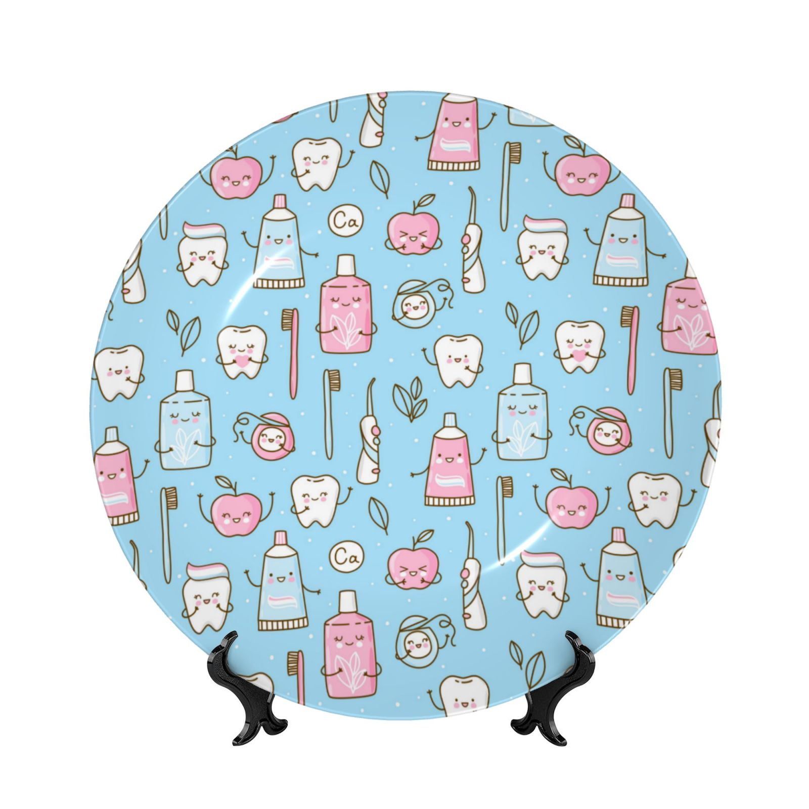 Yiaed Funny Cute Teeth Print Bone China Decorative Plate Ceramic Dinner ...