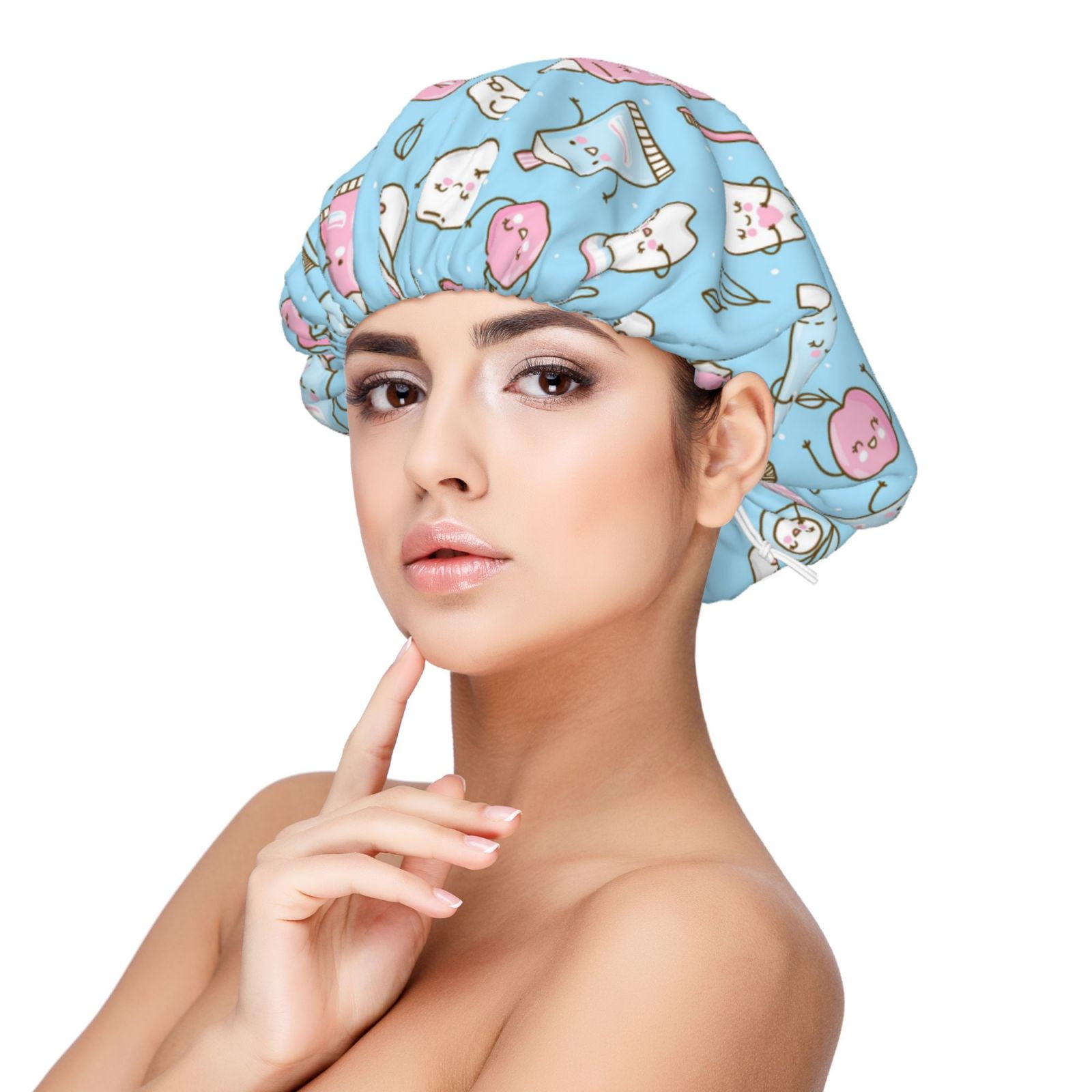 Yiaed Funny Cute Teeth Print Satin Bonnet Silk Bonnet Hair Bonnet for ...