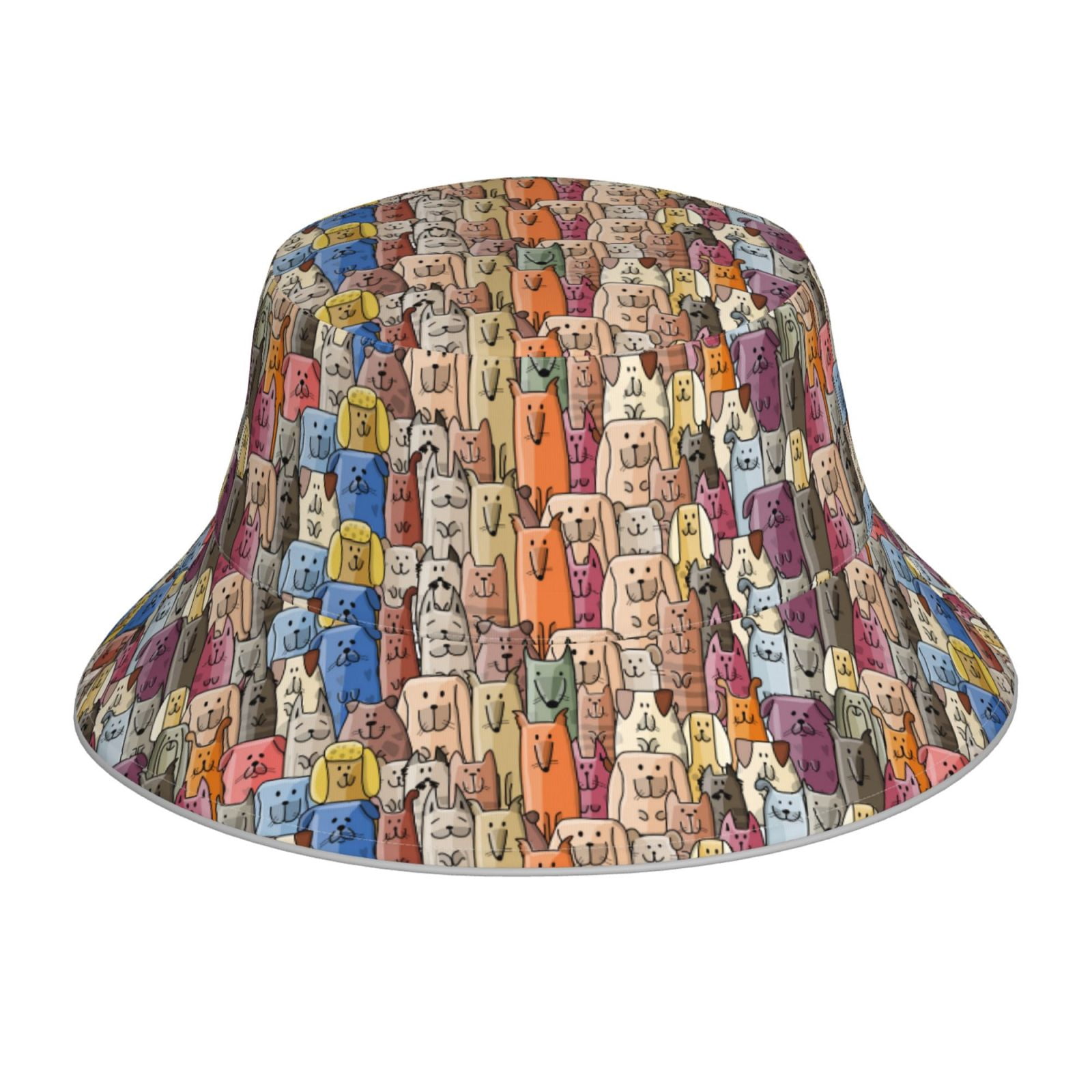 Yiaed Funny Dogs Family Print Reflective Stripe Bucket Hat Unisex Funny ...